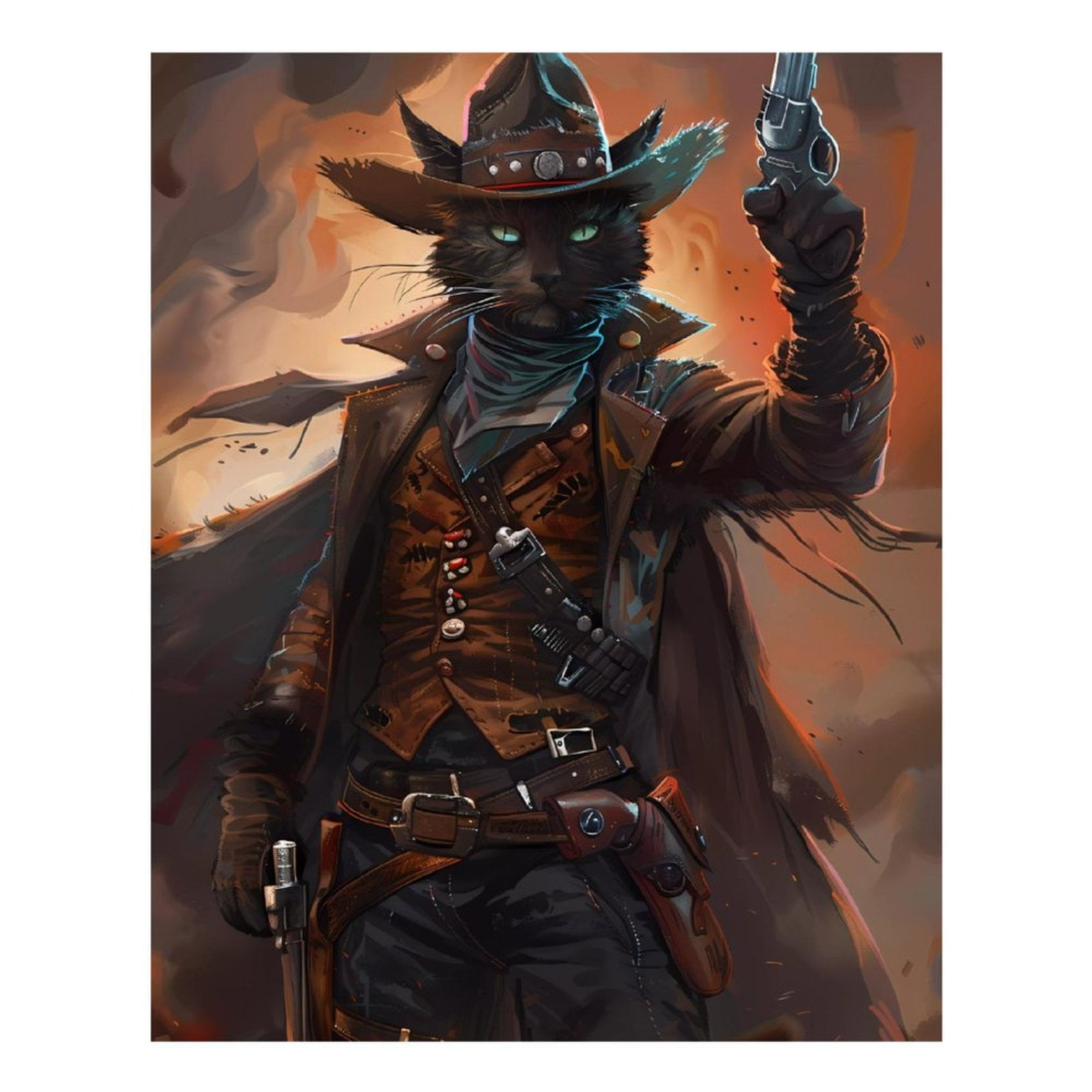 Diamond Art Kits for Adults, Steampunk Cowboy Cat Round Full Drill ...