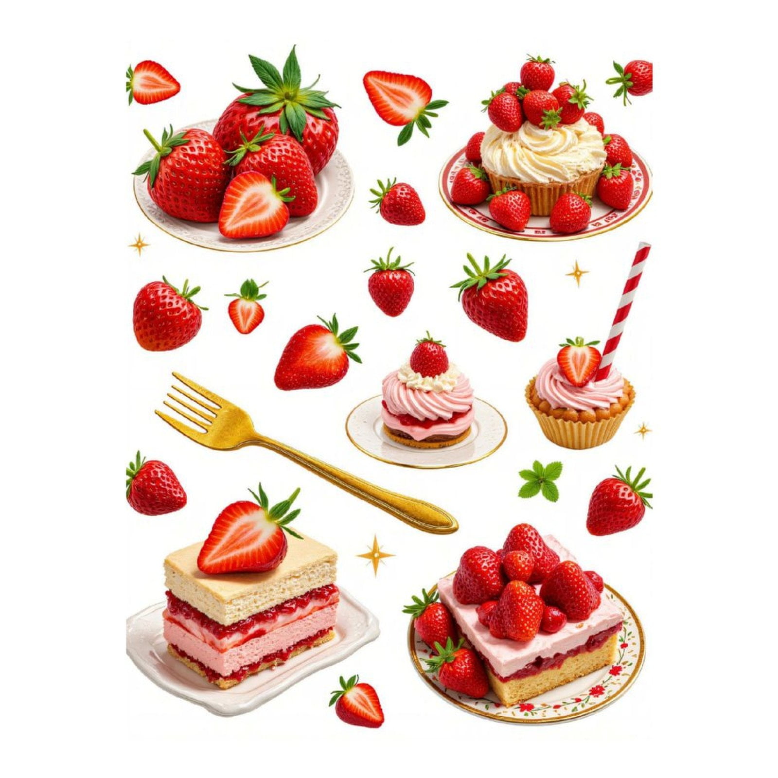 Diamond Art Kits for Adults, Strawberry Delights Dessert Selection 5D ...