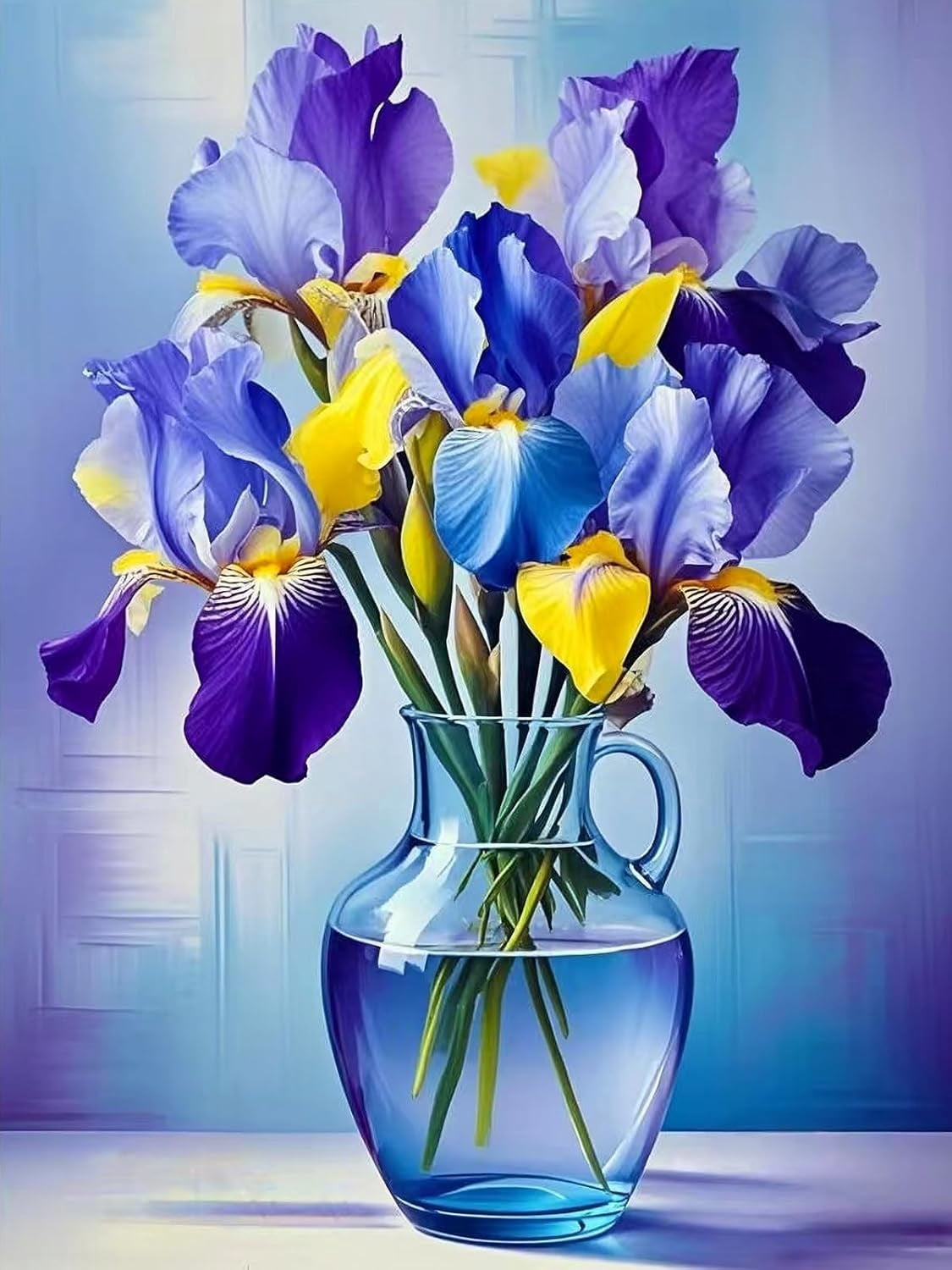 Diamond Art Kits for Adults, Stunning Iris Bouquet in Glass Vase ...