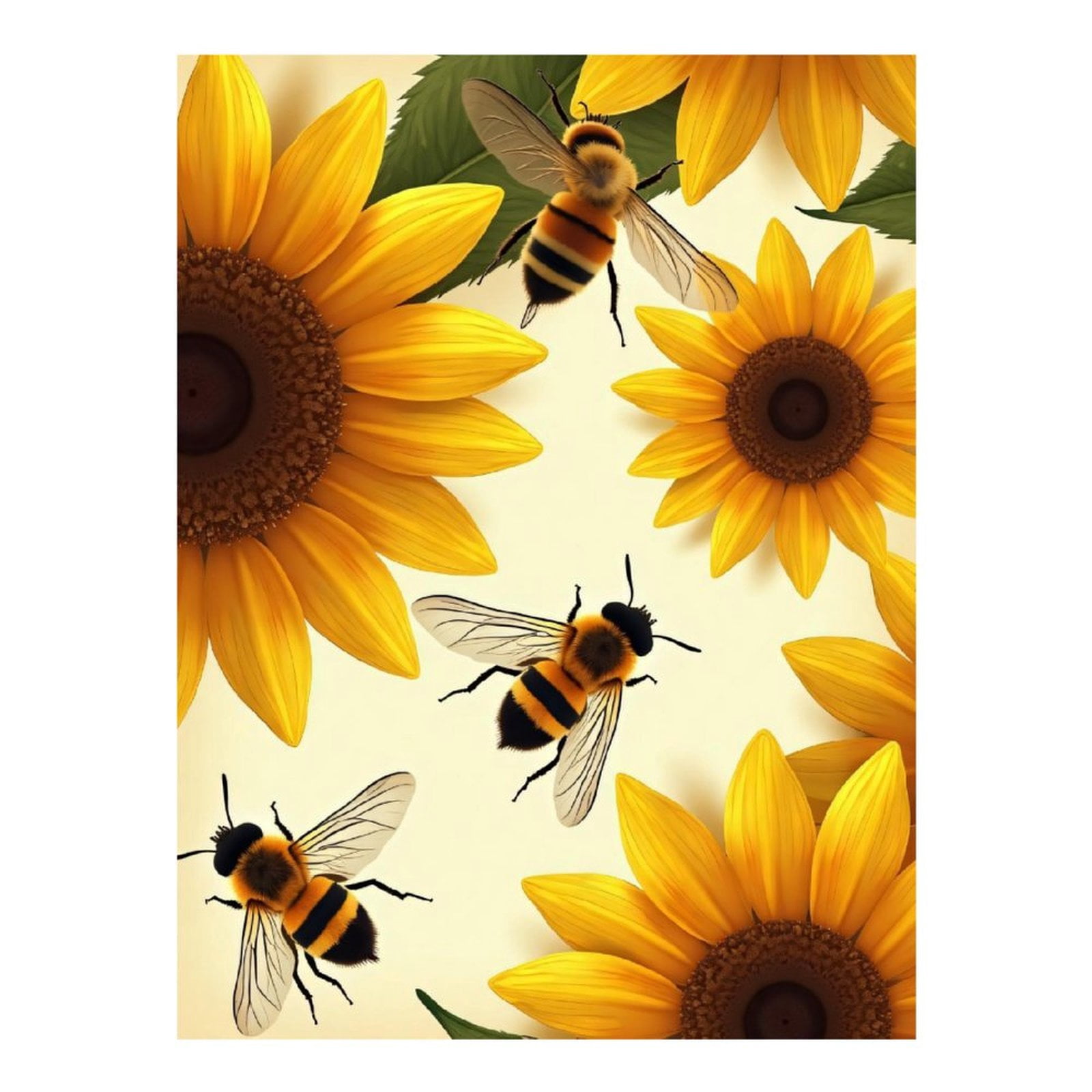 Diamond Art Kits for Adults - Sunflower Bee Print No.30 5D Frameless ...