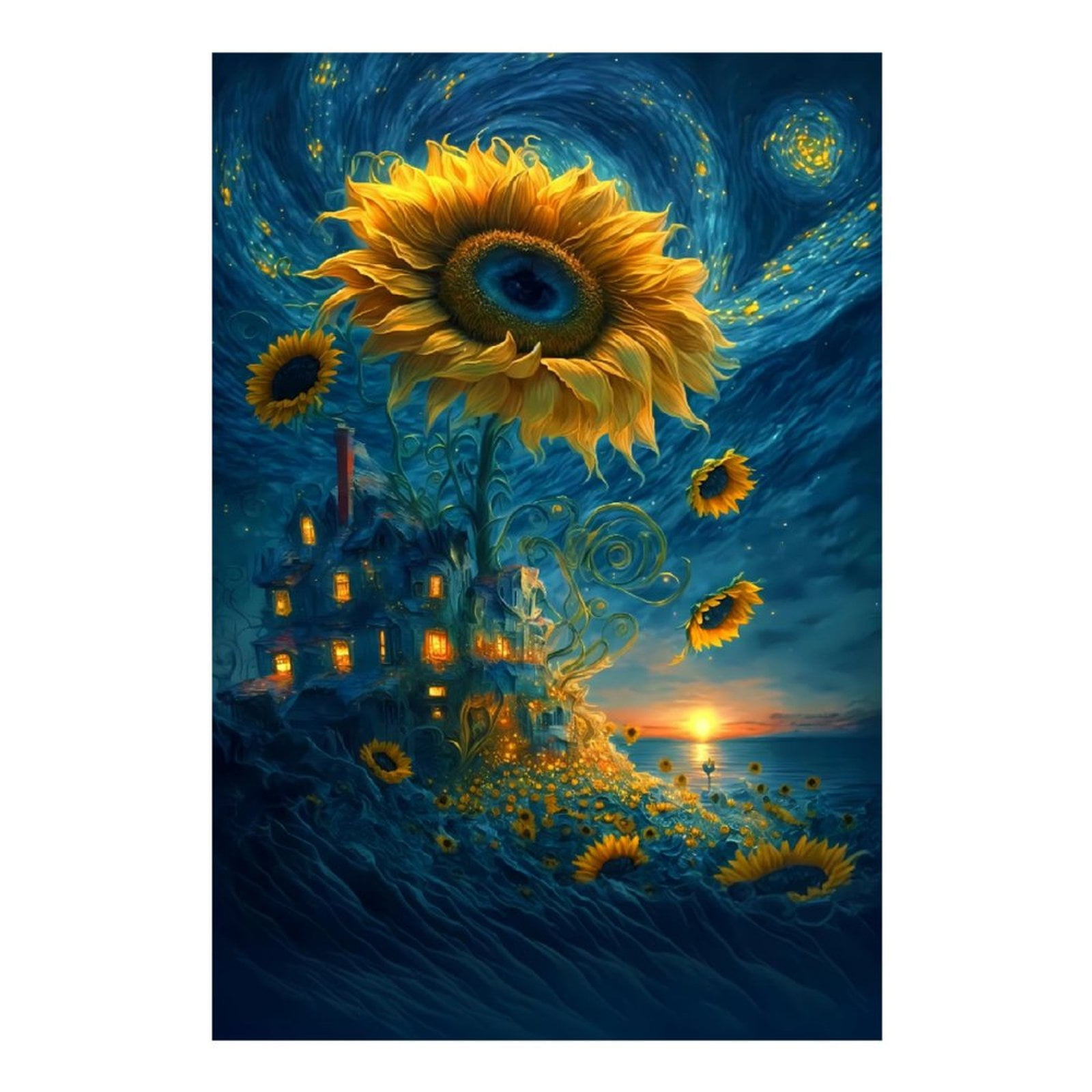 Diamond Art Kits for Adults - Sunflower Castle Starry Sky Frameless 5D ...