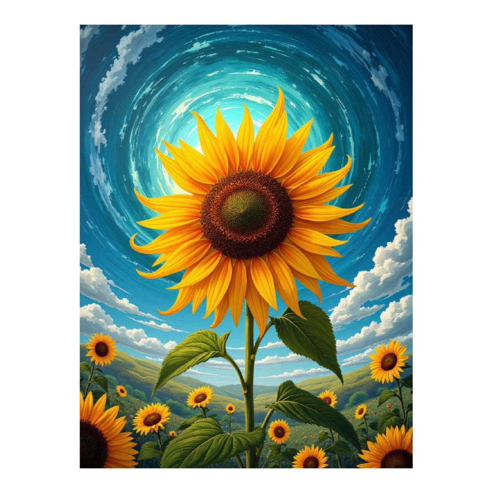 Diamond Art Kits for Adults - Sunflower Sky Swirl Radiant Field 5d ...