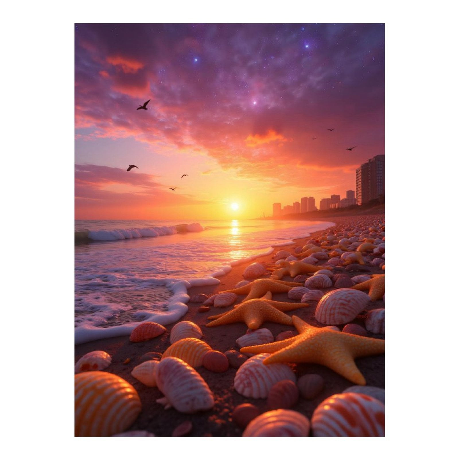 Diamond Art Kits for Adults - Sunset Beach Seashells Starfish Waves 5d ...