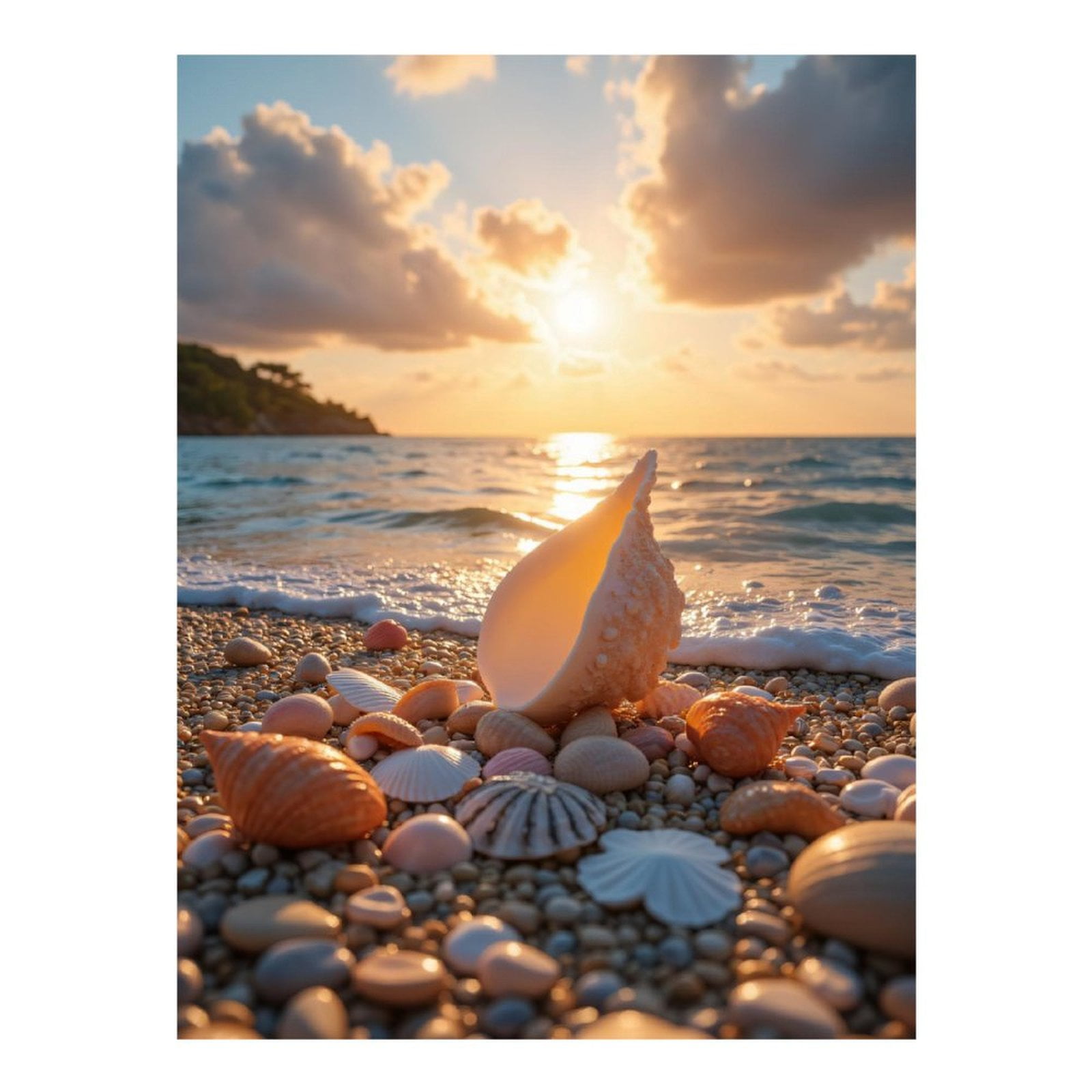 Diamond Art Kits for Adults - Sunset Beach Seashells Tranquility 5d ...