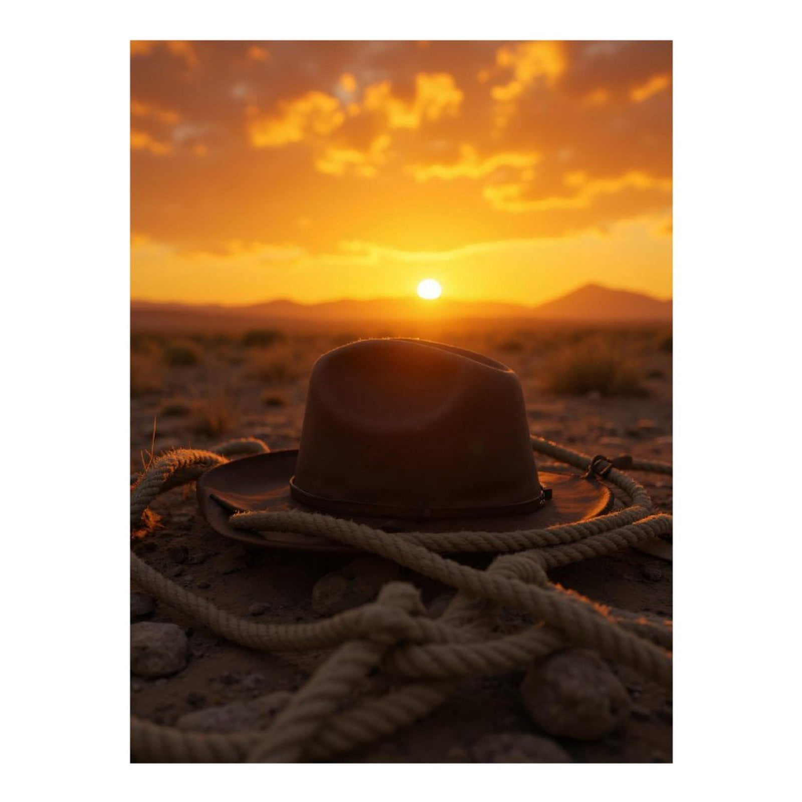 Diamond Art Kits for Adults - Sunset Cowboy Hat Desert Scene 5d Diamond ...