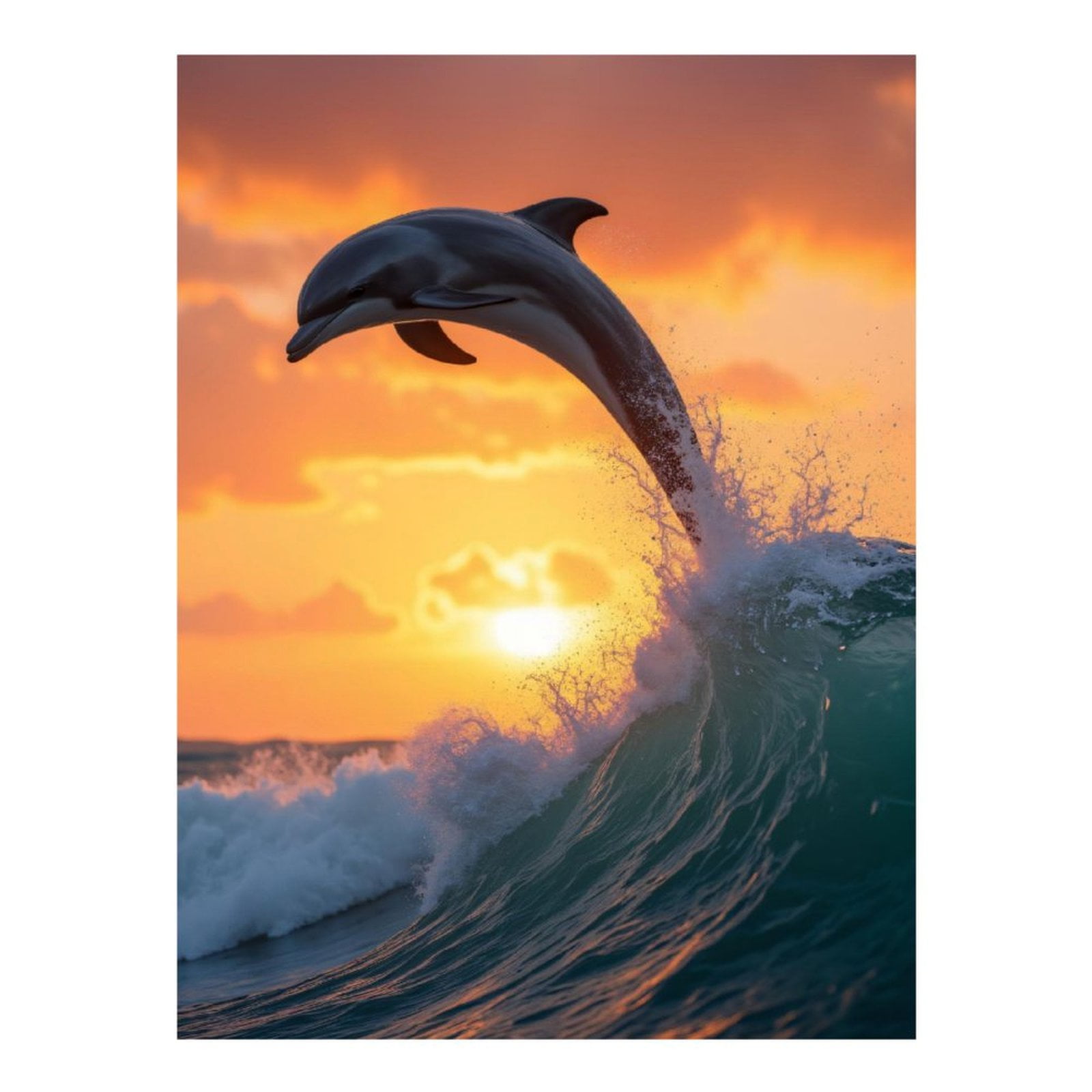 Diamond Art Kits for Adults - Sunset Dolphin Jump Ocean Wave 5d Diamond ...