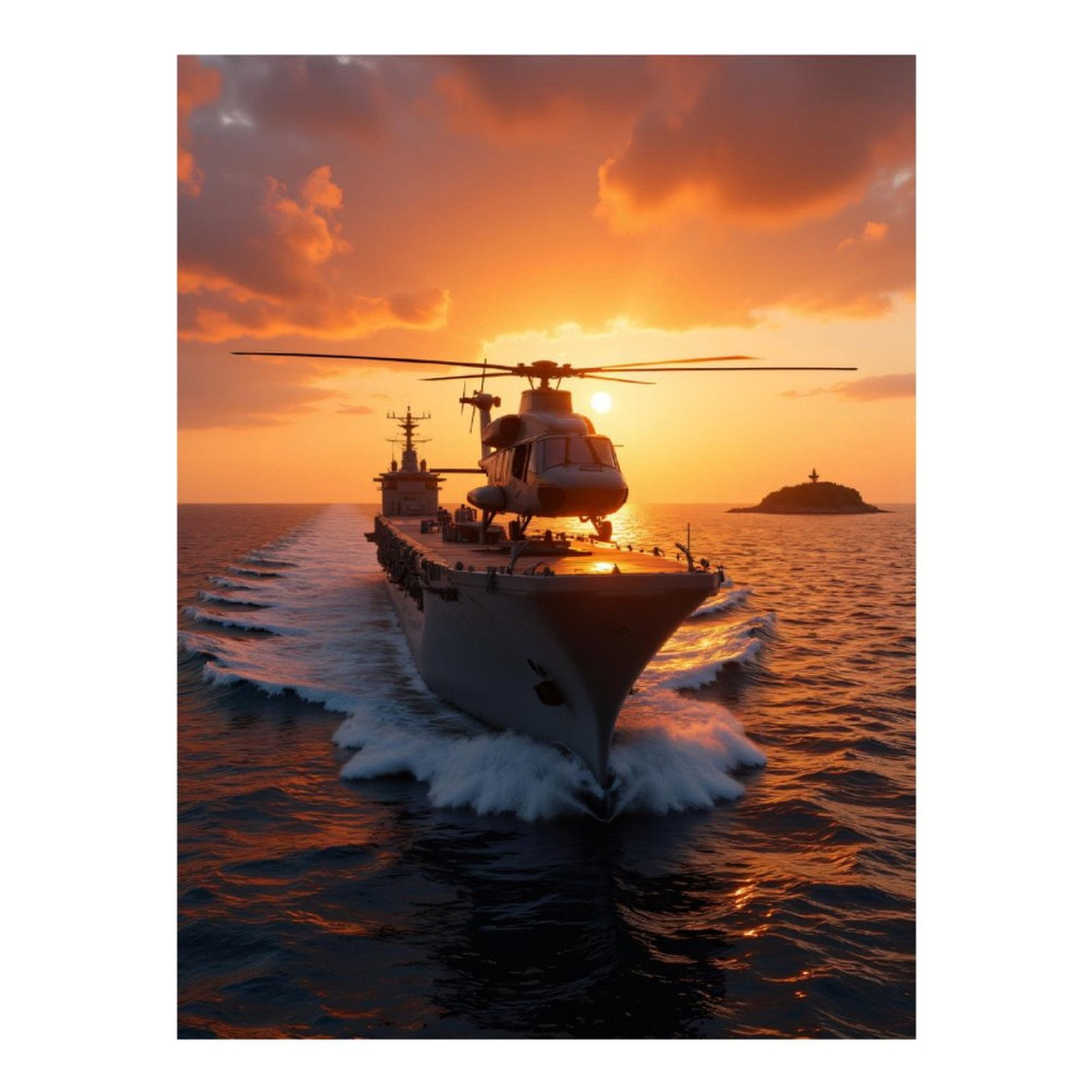 Diamond Art Kits for Adults, Sunset Naval Ship Helicopter Ocean 5D ...