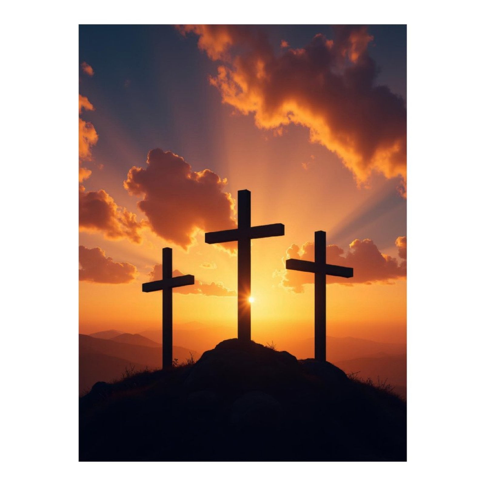 Diamond Art Kits for Adults, Sunset Silhouette Hilltop Crosses 5D Diamond Painting Kits for ...