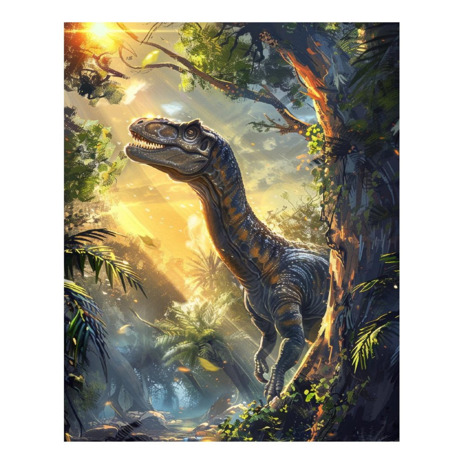 Diamond Art Kits for Adults, Sunshine Jungle DinosaurDiamond Painting ...
