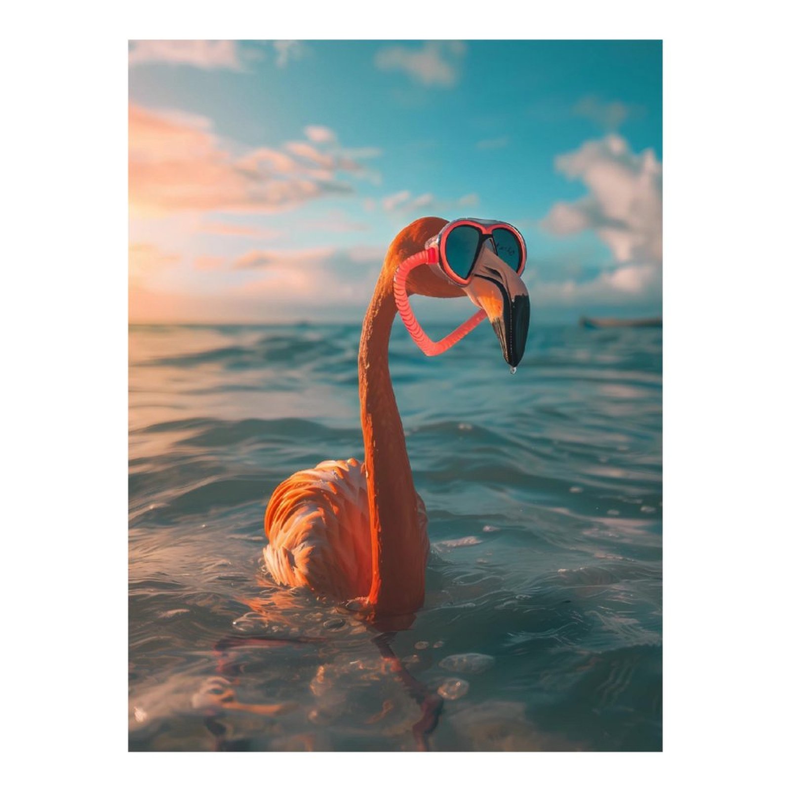 Diamond Art Kits for Adults, Swimming Goggled Flamingo Round Full Drill ...