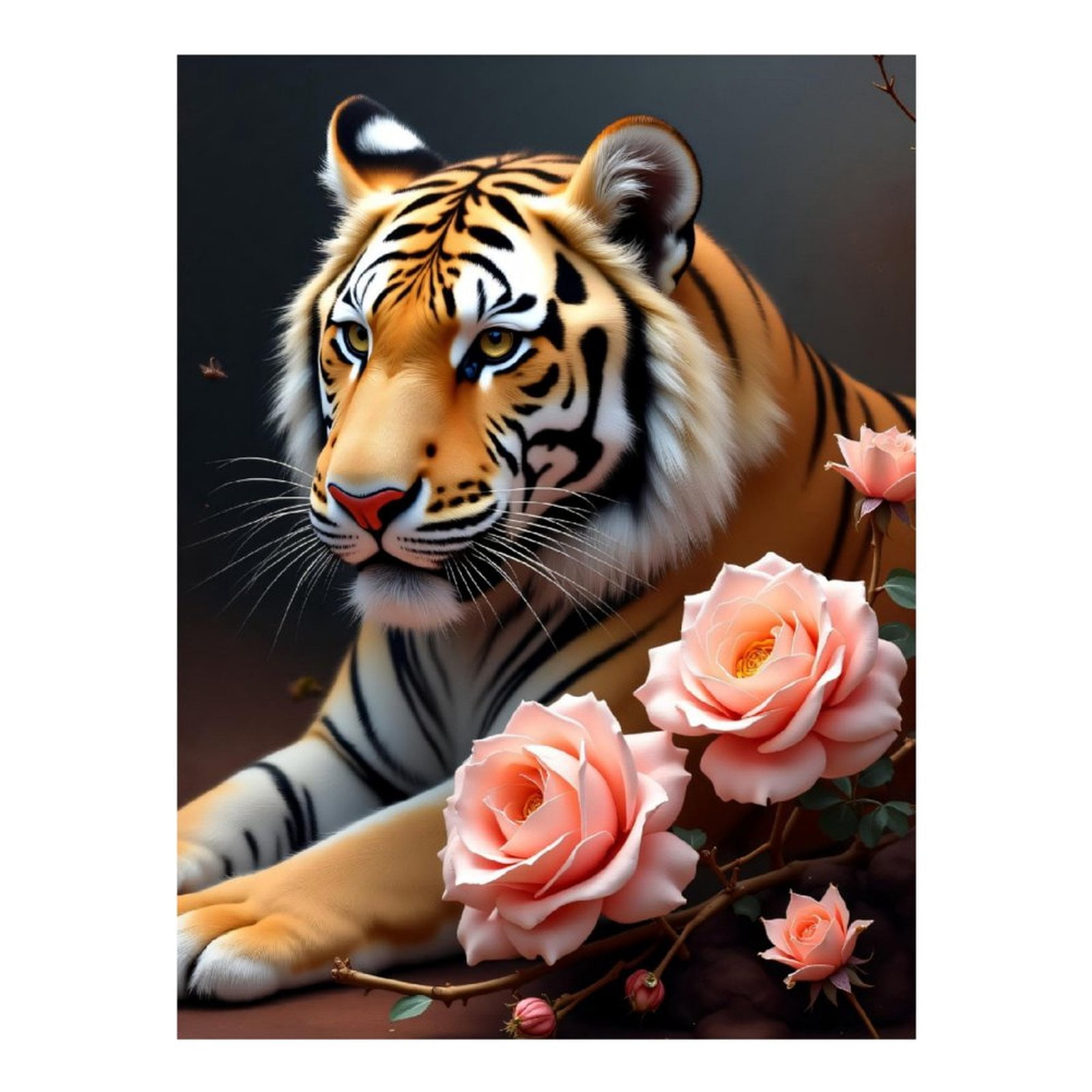 Diamond Art Kits for Adults - Tiger Rose Print No.589 5D Frameless ...