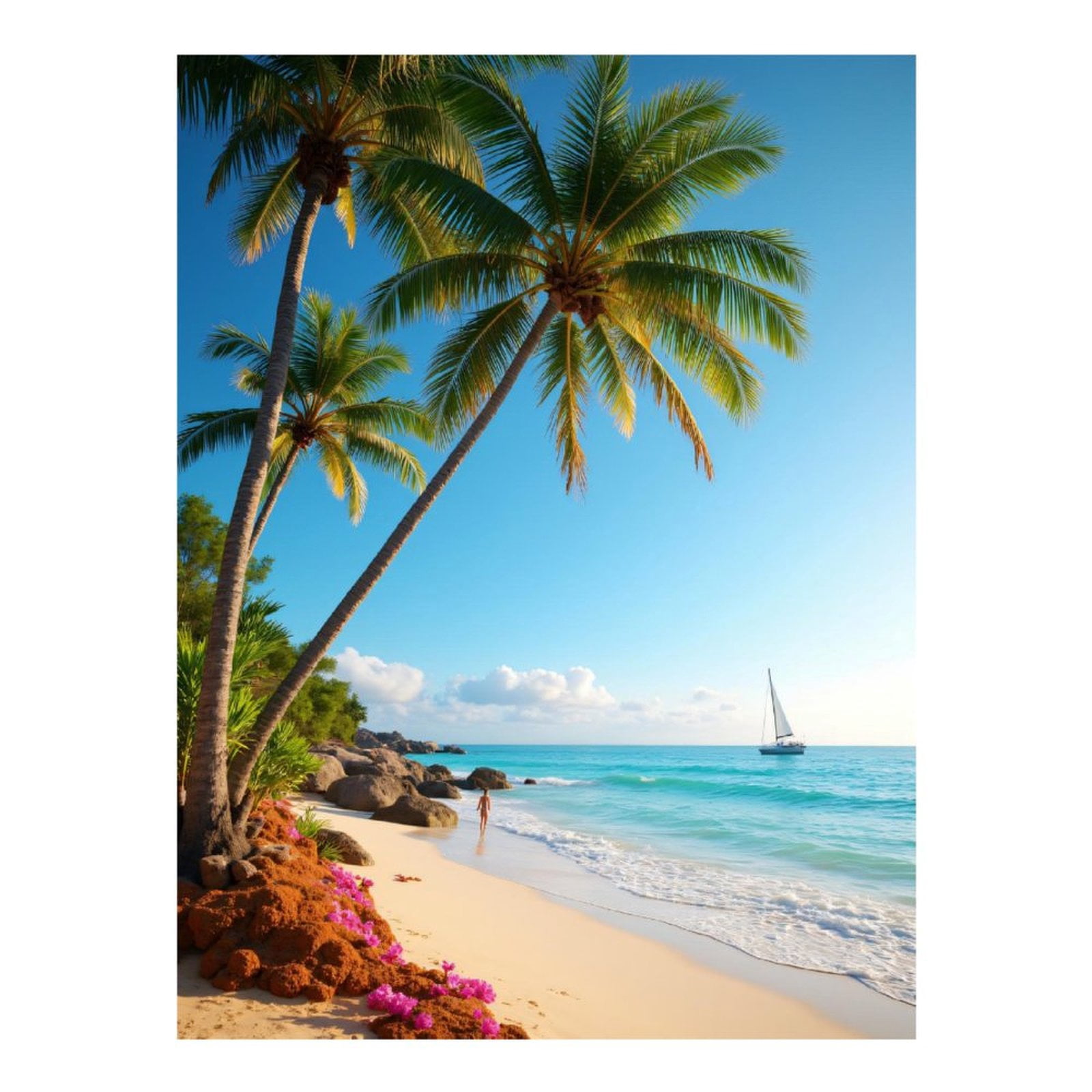 Diamond Art Kits for Adults, Tropical Beach Palm Sailboat Ocean 5D ...