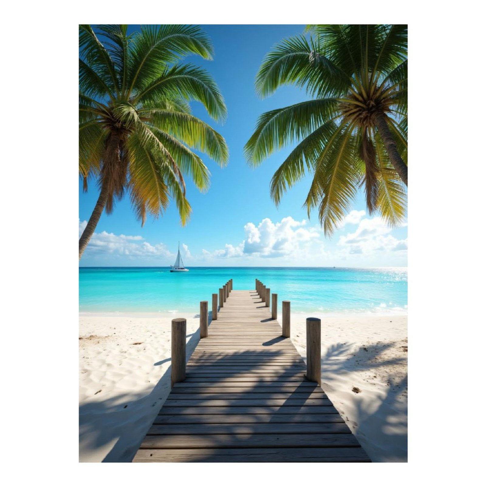 Diamond Art Kits for Adults - Tropical Beach Pier Sailboat Scenery 5d ...