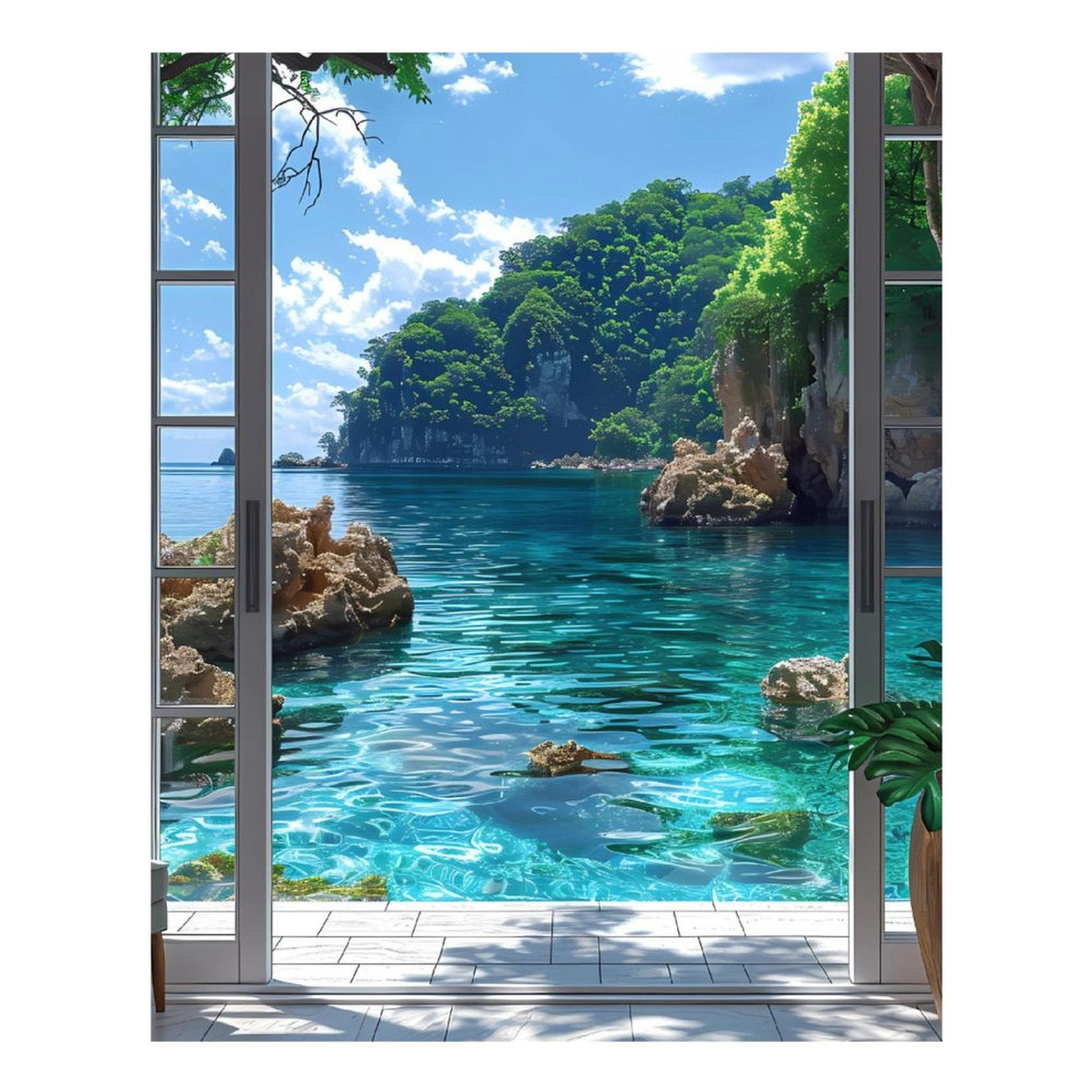 Diamond Art Kits for Adults - Tropical Paradise Window View DIY ...