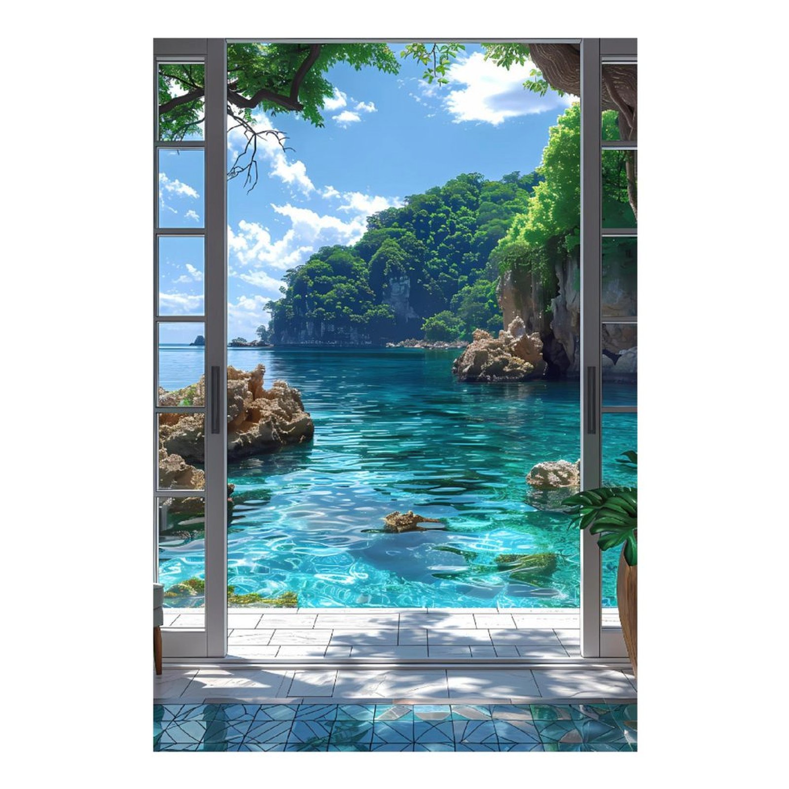 Diamond Art Kits for Adults, Tropical Paradise Window ViewDiamond ...