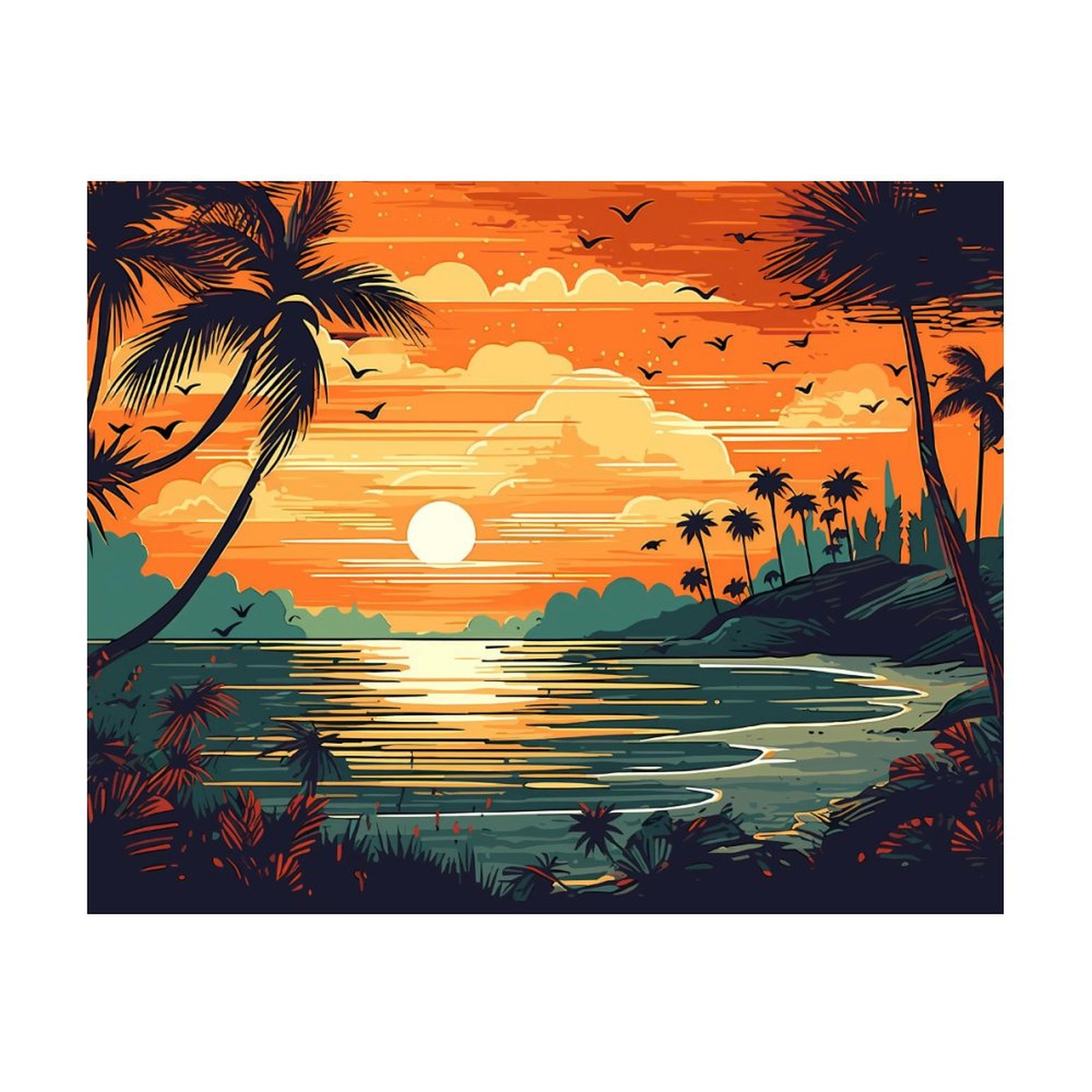 Diamond Art Kits for Adults - Tropical Sunset Paradise DIY Diamond ...