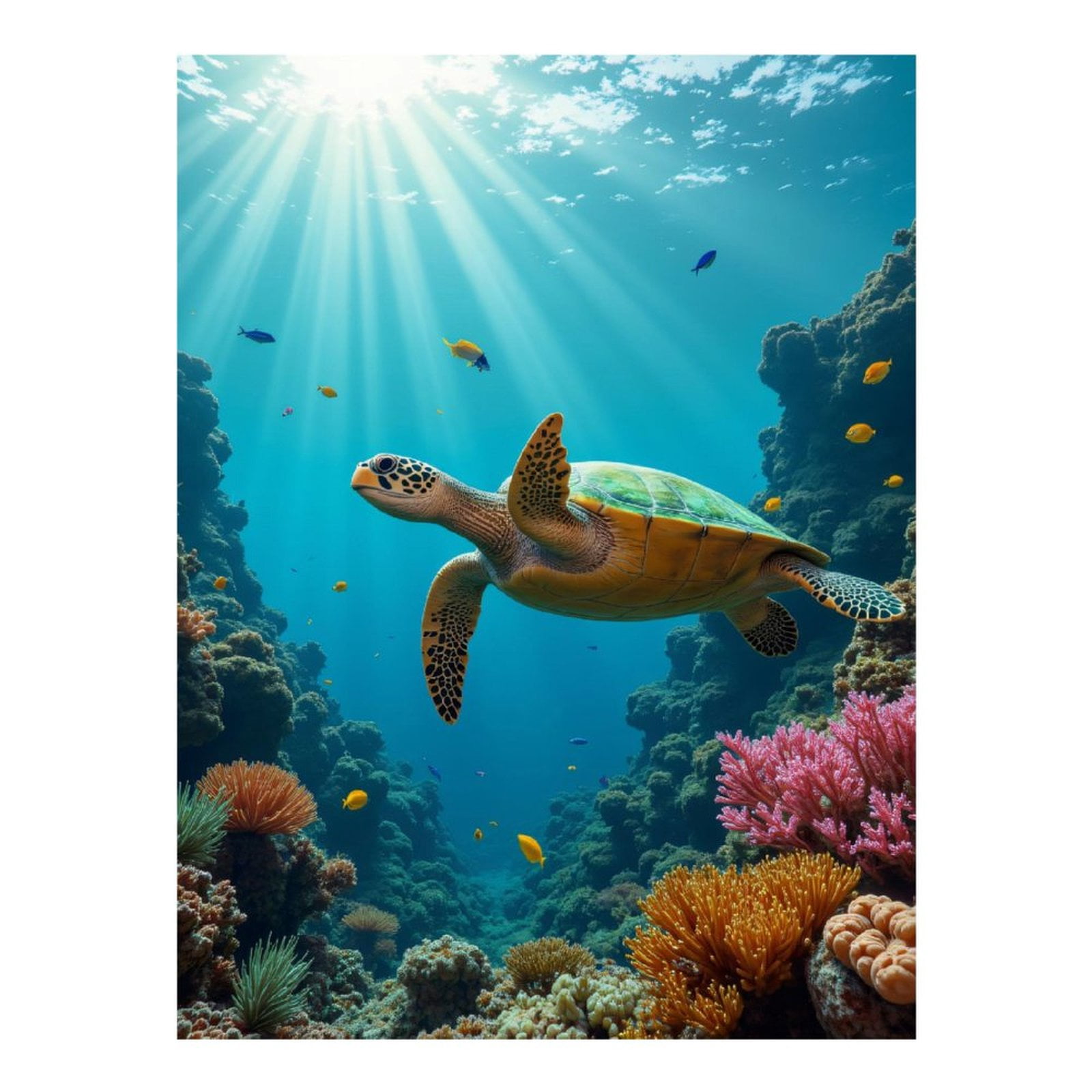 Diamond Art Kits for Adults, Turtle Underwater Coral Reef Scene 5D ...