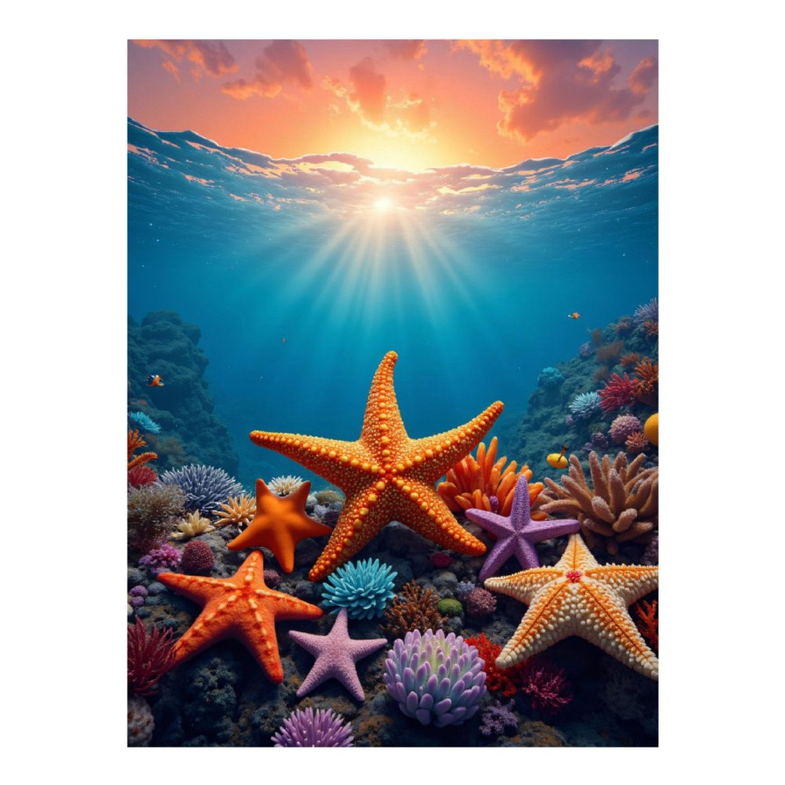 Diamond Art Kits for Adults, Underwater Coral Starfish Scene 5D Diamond ...