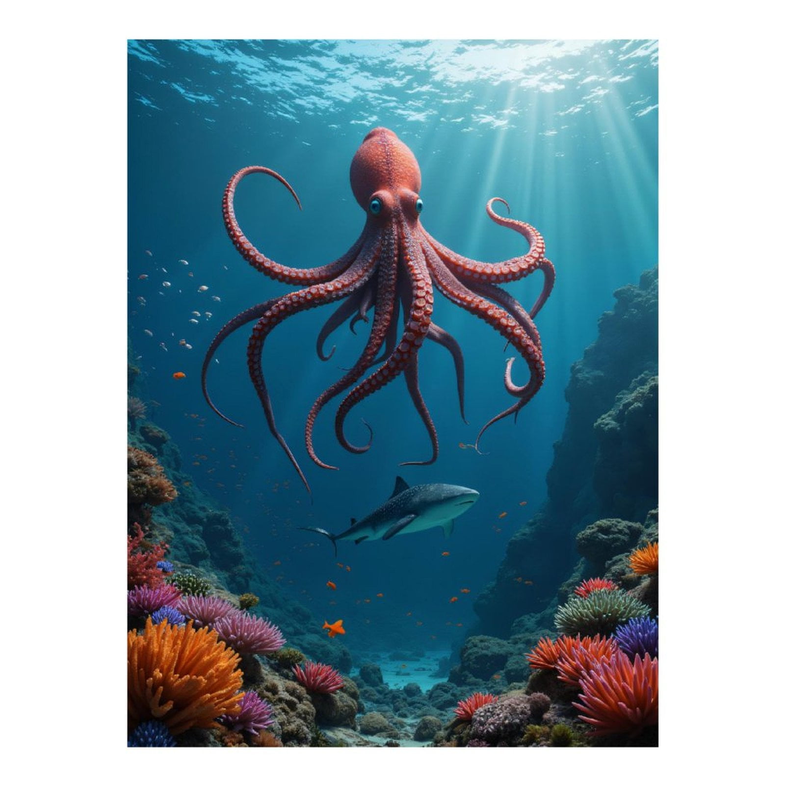 Diamond Art Kits for Adults, Underwater Octopus Coral Reef Scene 5D ...