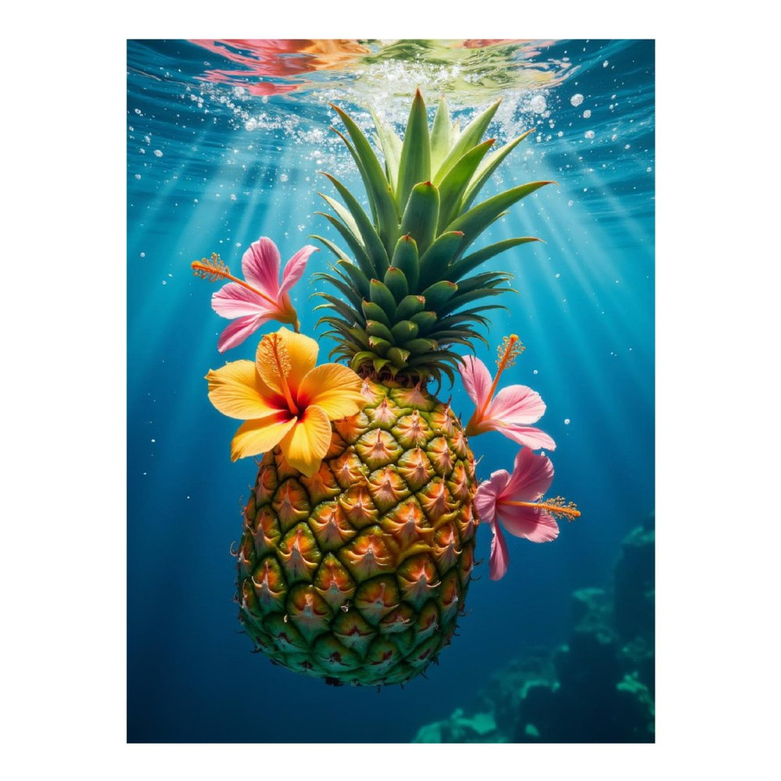 Diamond Art Kits for Adults - Underwater Pineapple Blooming Hibiscus 5d Diamond Painting for ...