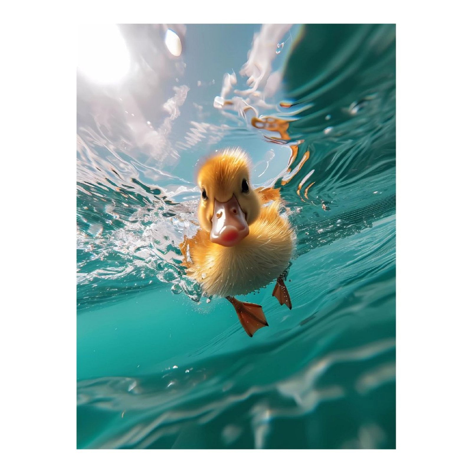 Diamond Art Kits for Adults, Underwater Swimming Duck Round Full Drill ...