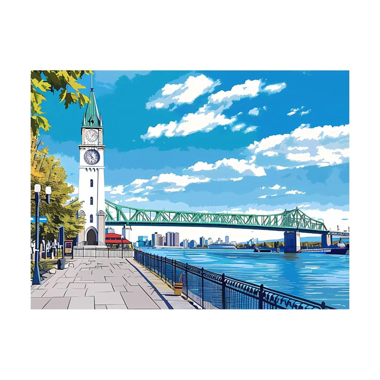 Diamond Art Kits for Adults - Urban Riverside Clock Tower 5D Frameless ...