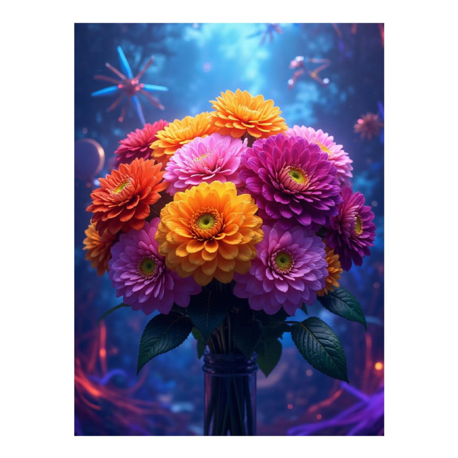 Diamond Art Kits for Adults, Vibrant Bloom Bouquet Fantasy Flora 5D Diamond Painting Kits for ...