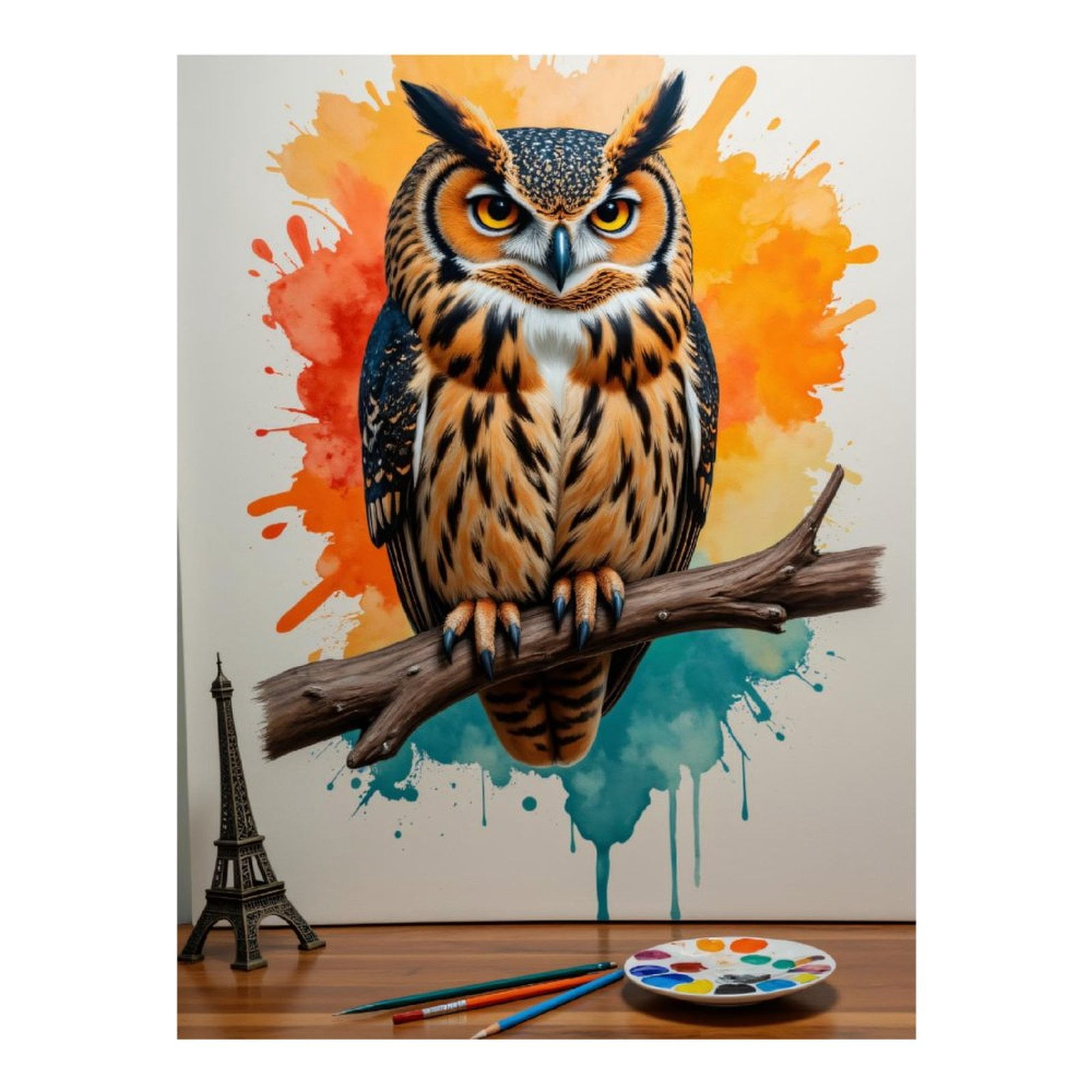Diamond Art Kits for Adults - Vibrant Owl Art Watercolor Palette 5d ...