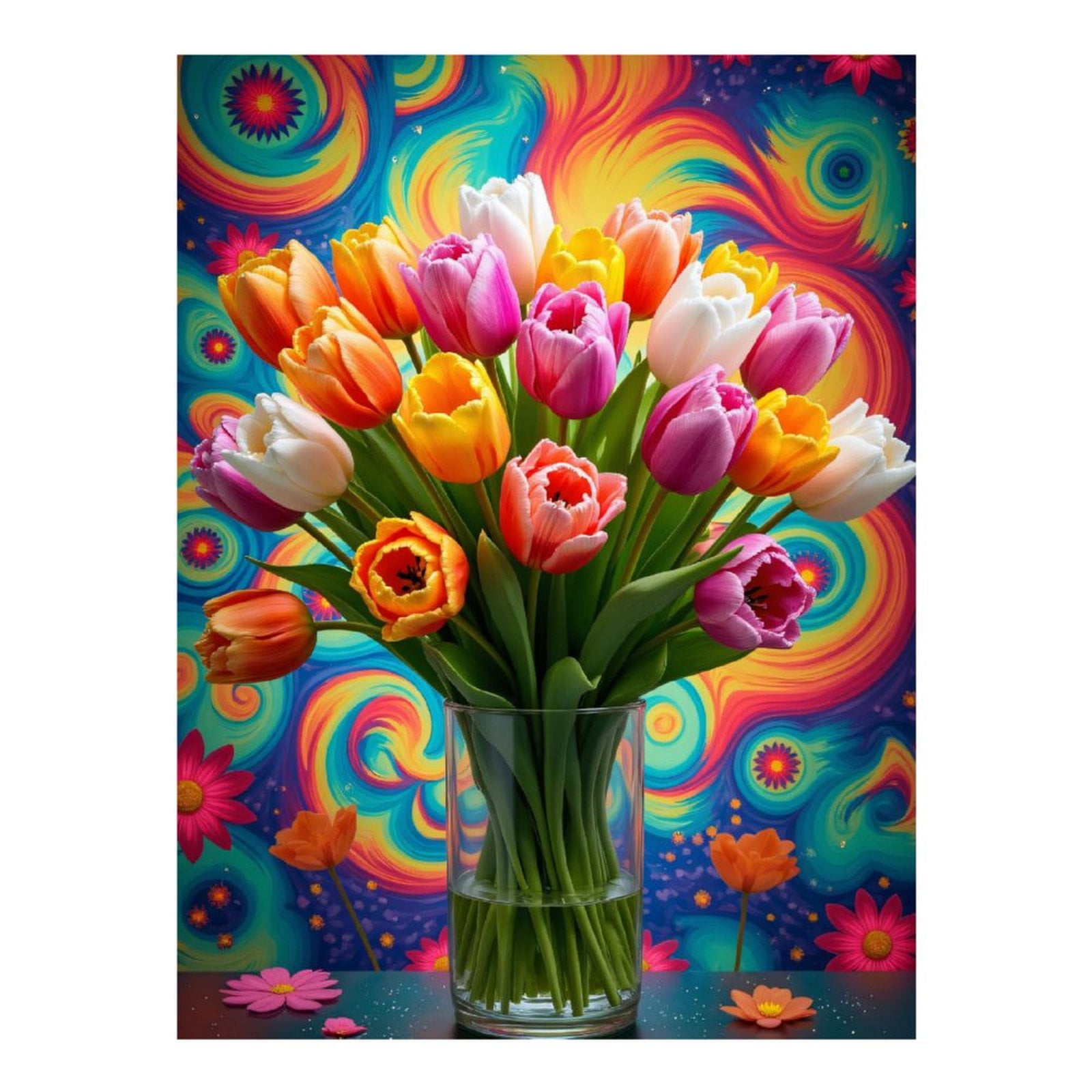Diamond Art Kits for Adults, Vibrant Tulips Glass Vase Abstract ...
