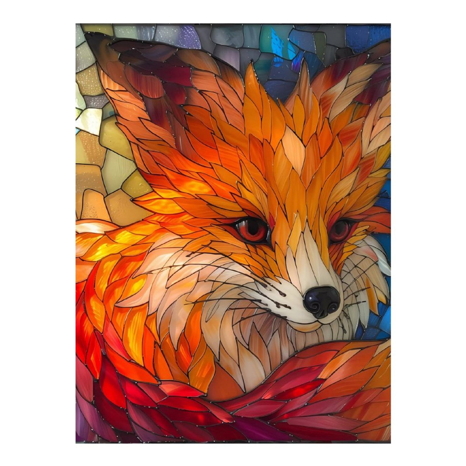 Diamond Art Kits for Adults - Vintage Stained Glass Fox DIY Frameless ...