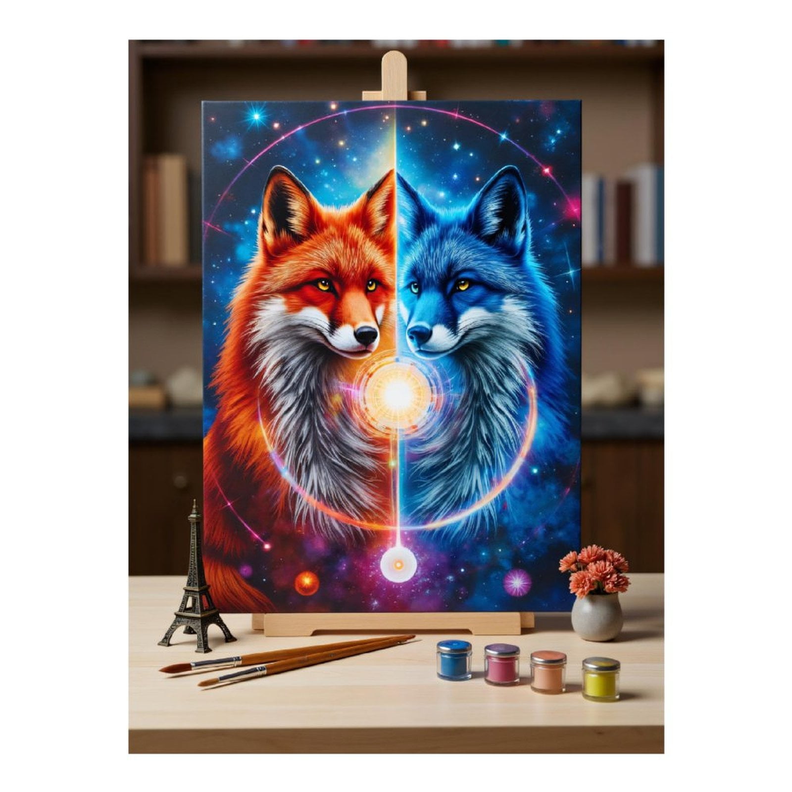 Diamond Art Kits for Adults, Vivid Cosmic Foxes Painting Display 5D ...