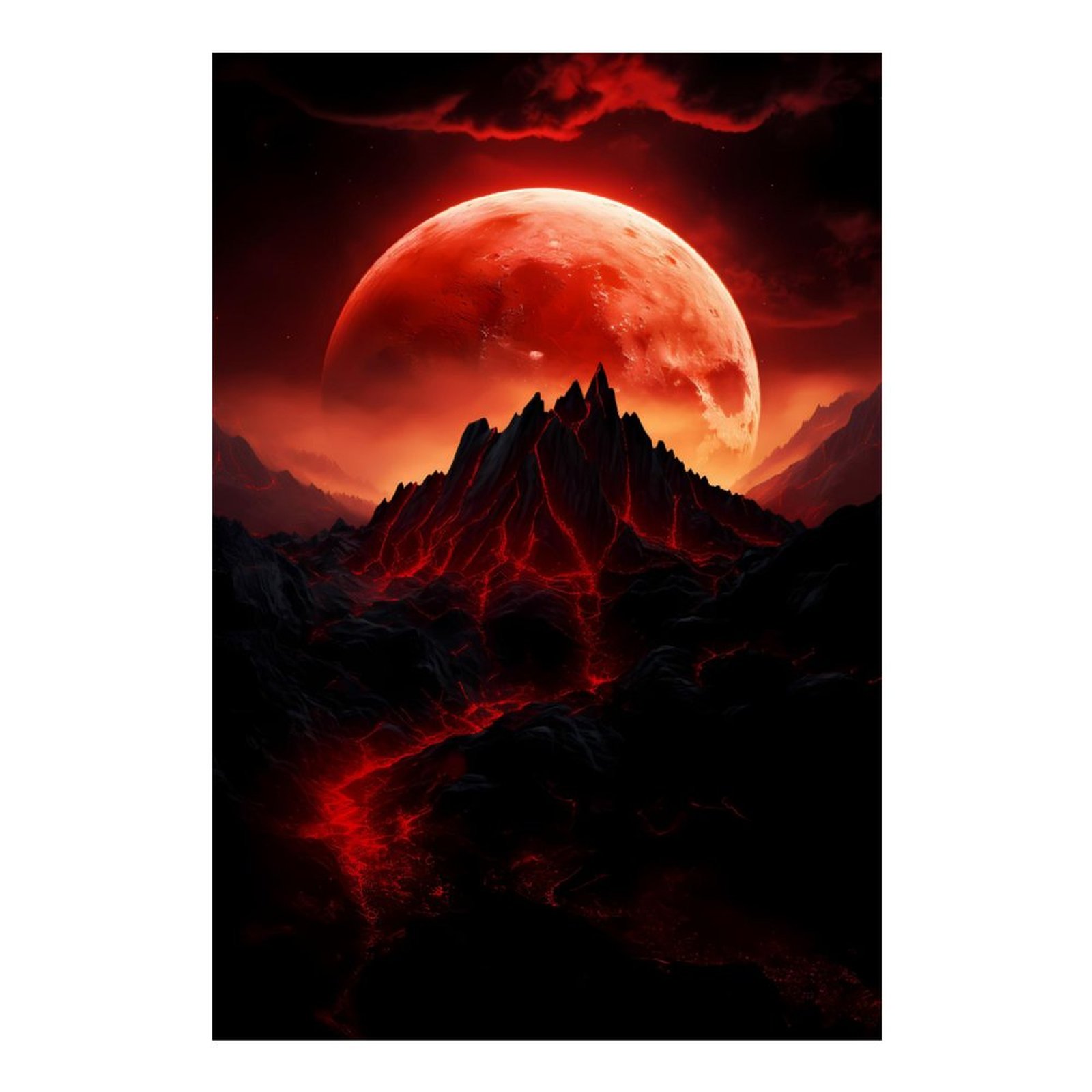 Diamond Art Kits for Adults, Volcanic Red MoonDiamond Painting Kits for ...