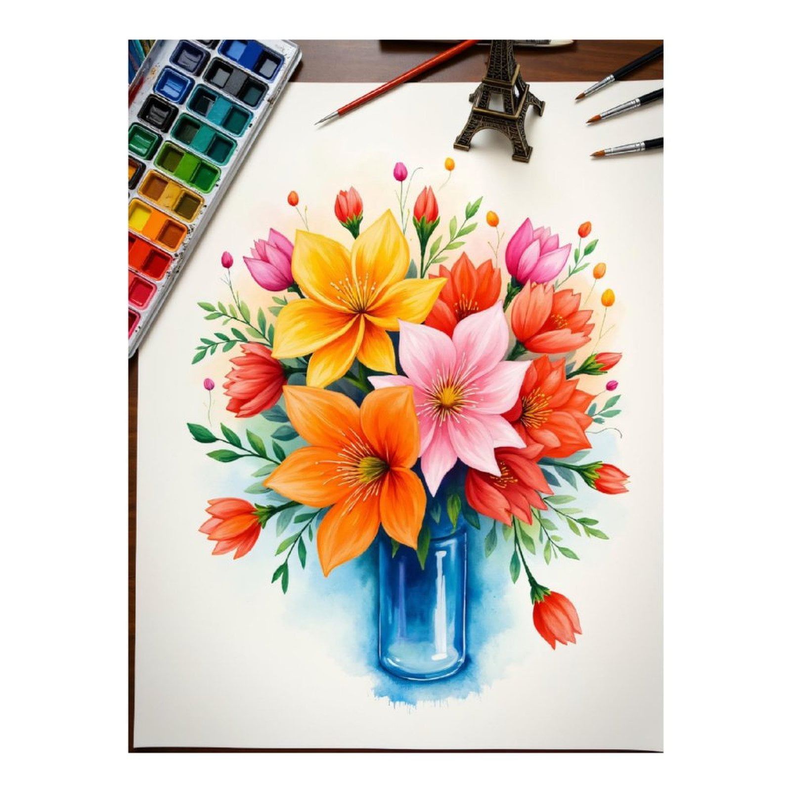 Diamond Art Kits for Adults, Watercolor Bouquet Art Vase 5D Diamond ...