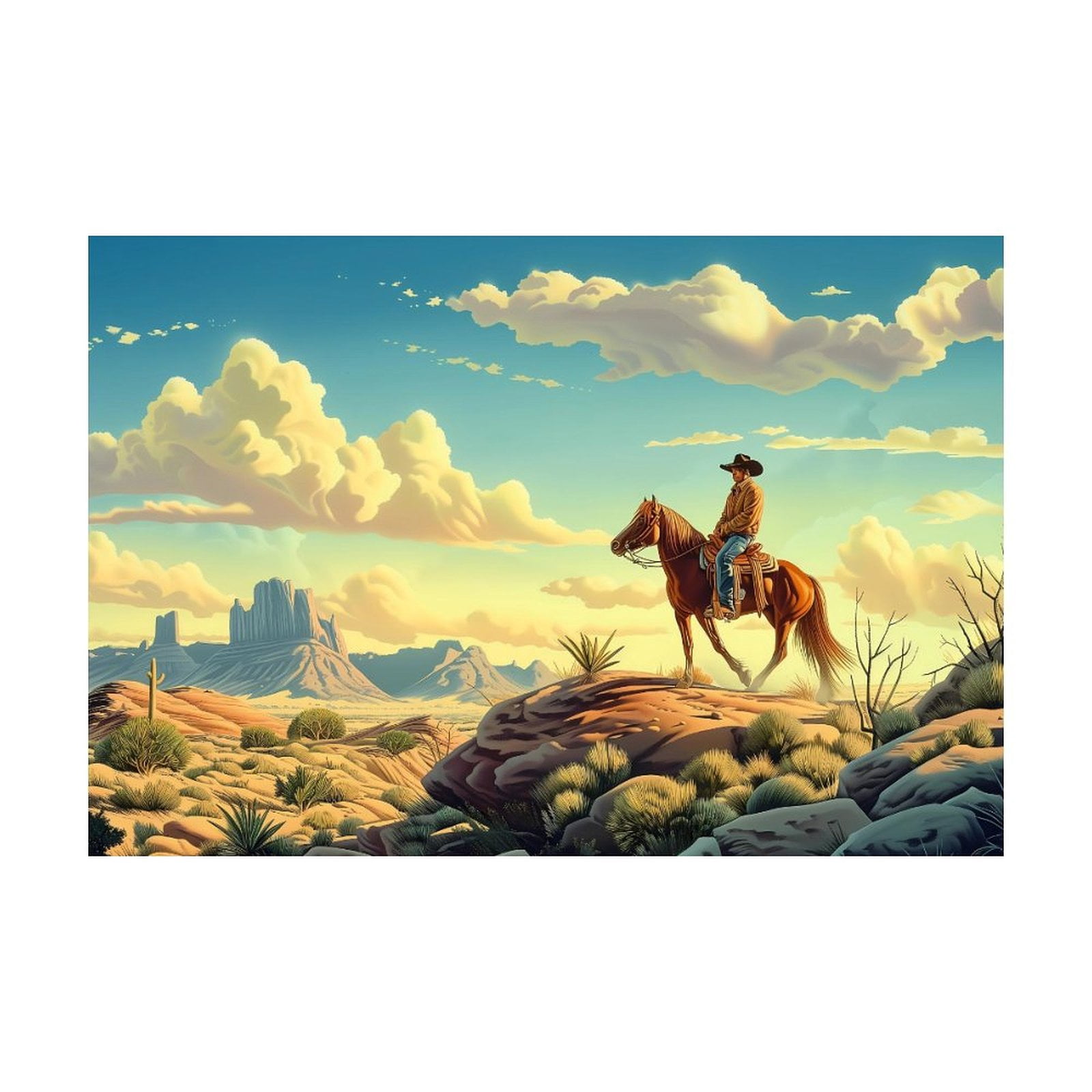 Diamond Art Kits for Adults - Western Sky Desert Cowboy DIY Diamond ...