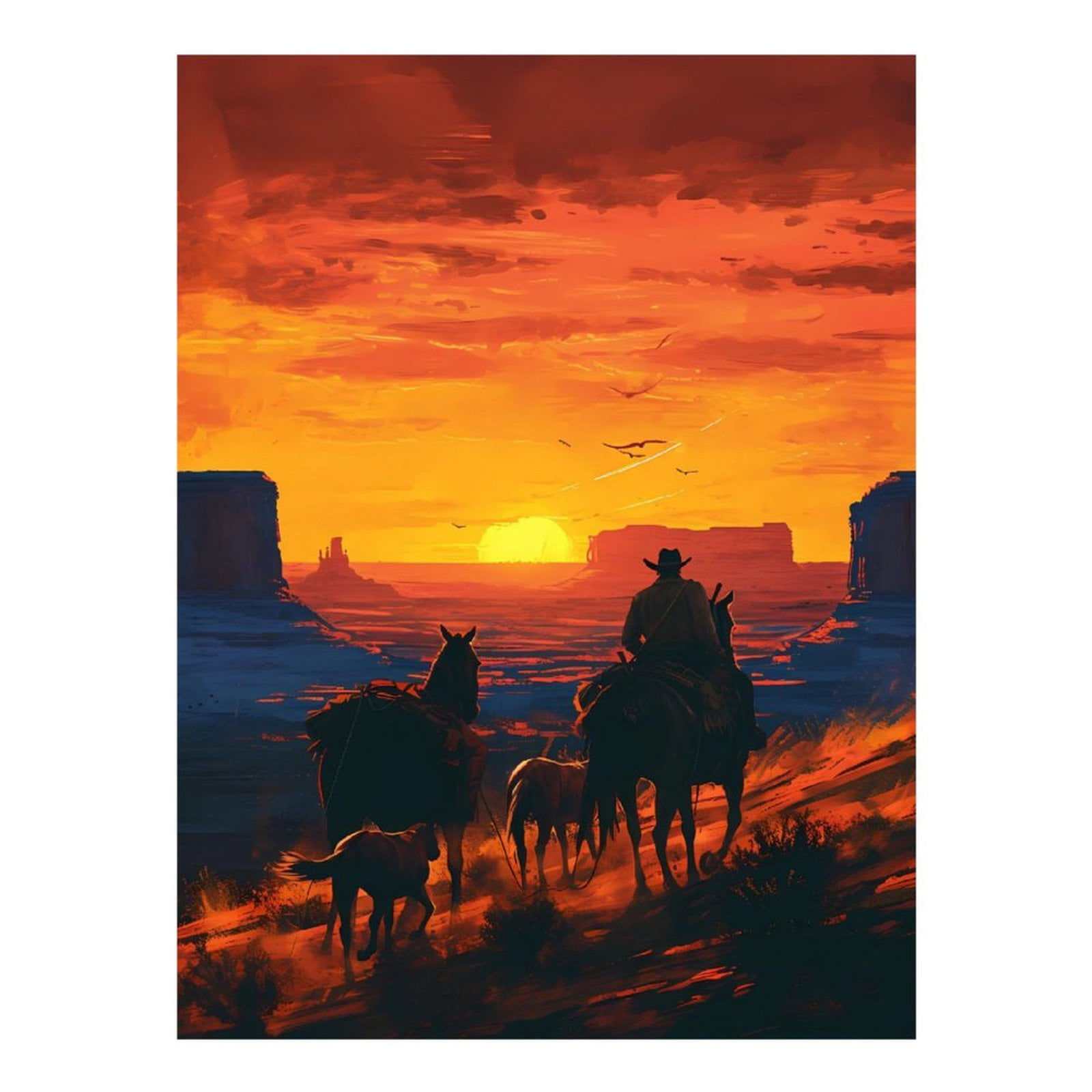 Diamond Art Kits for Adults - Western Sunset Prairie Cowboy Frameless ...