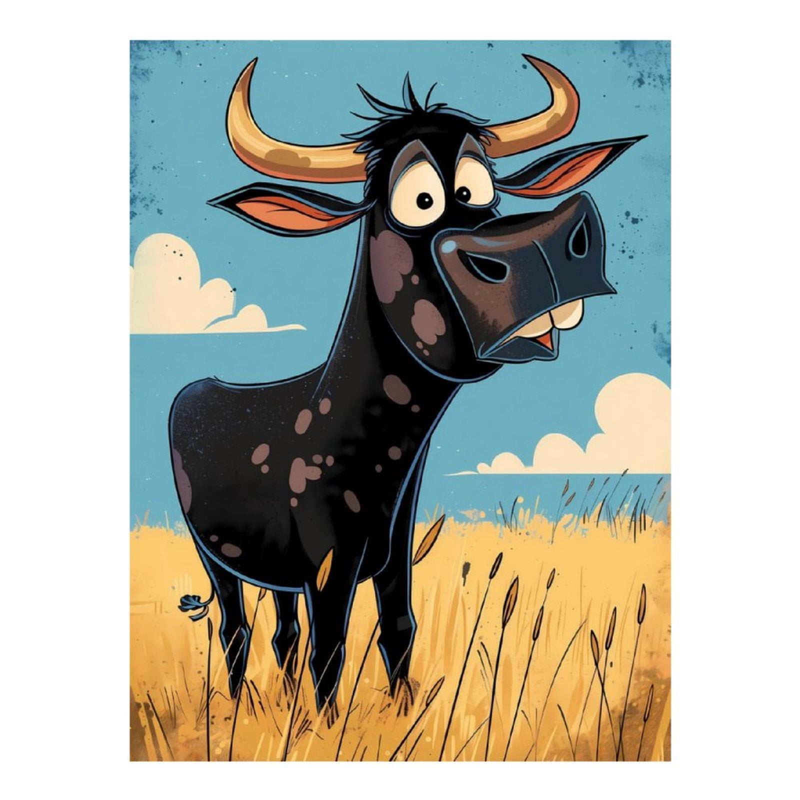 Diamond Art Kits for Adults, Whimsical Cartoon Cow Round Full Drill ...