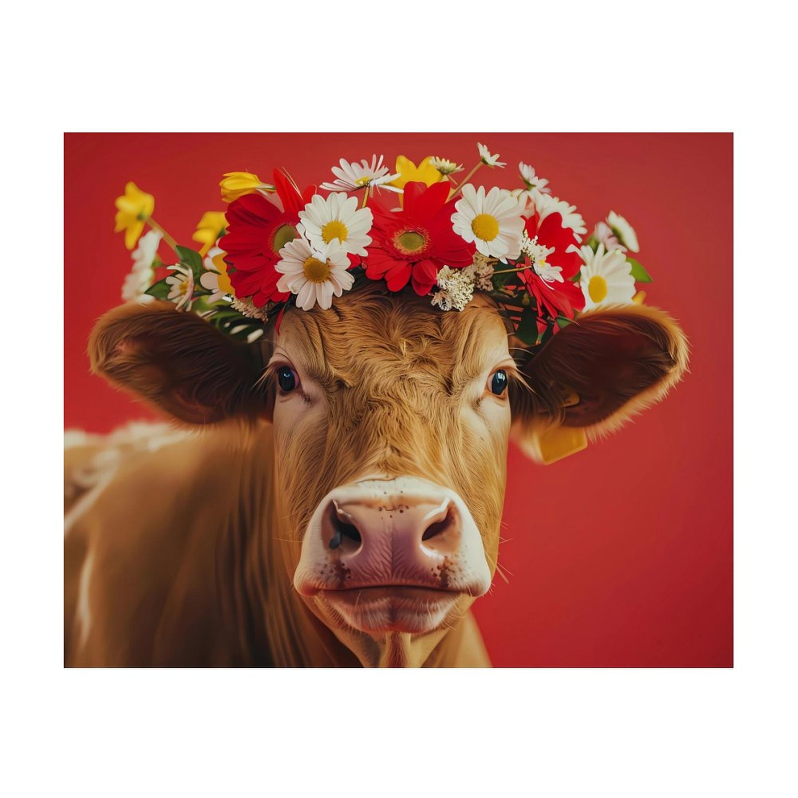 Diamond Art Kits for Adults, White And Red Daisy Cow Frameless Diamond ...