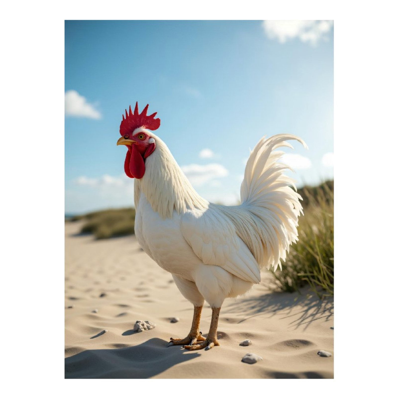 Diamond Art Kits for Adults - White Rooster Beach Scene Sky 5d Diamond ...