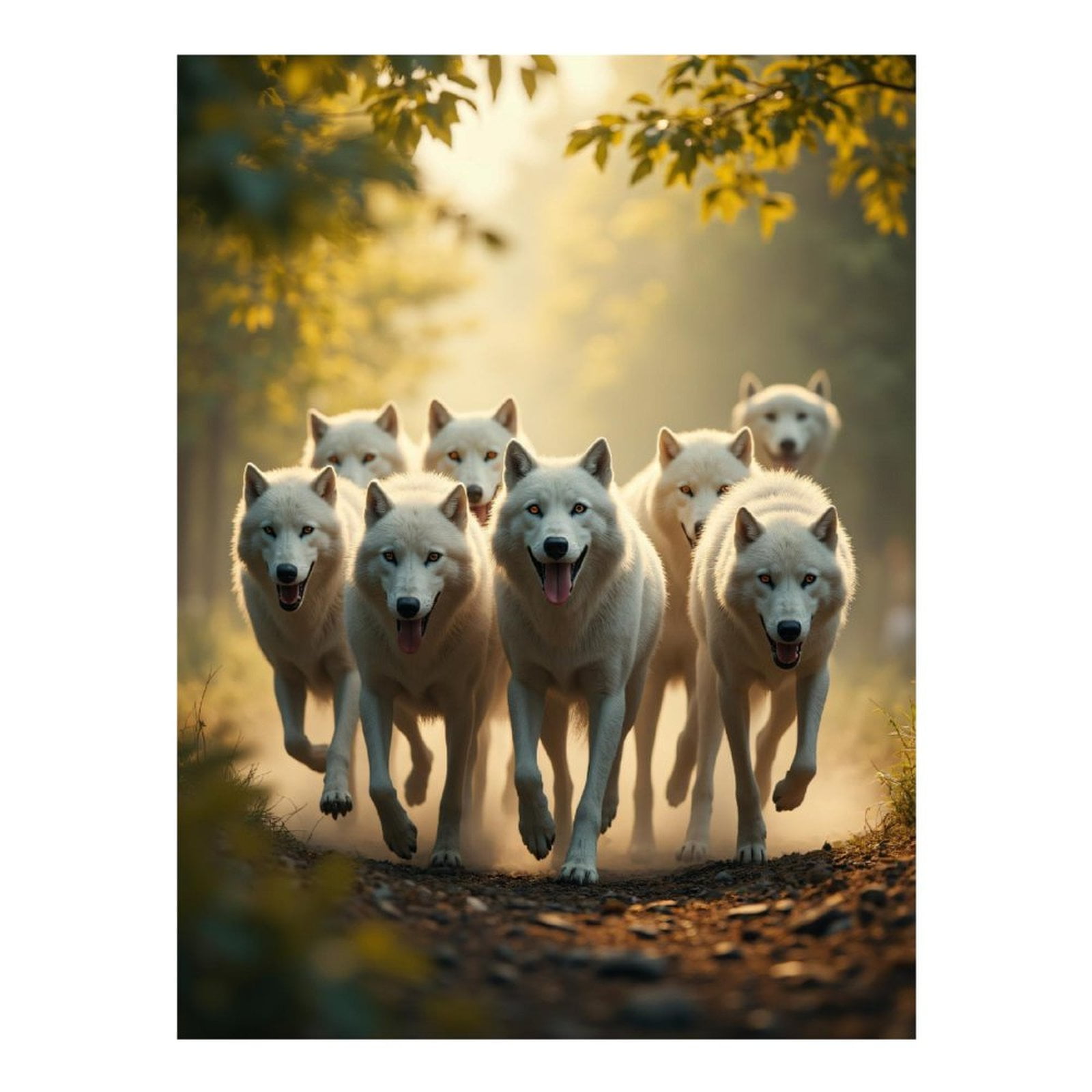 Diamond Art Kits for Adults - White Wolves Running In Forest 5d Diamond ...