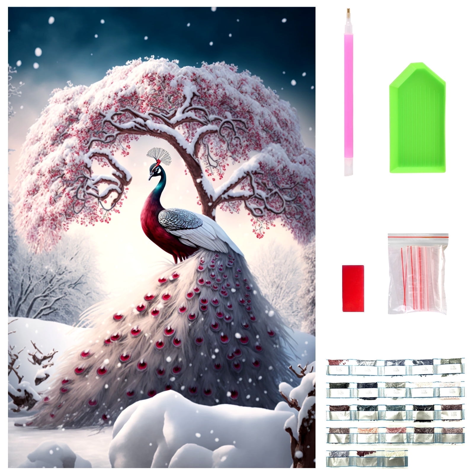 Diamond Art Kits for Adults, Winter Peacock Diamond Gem Art, DIY Full ...