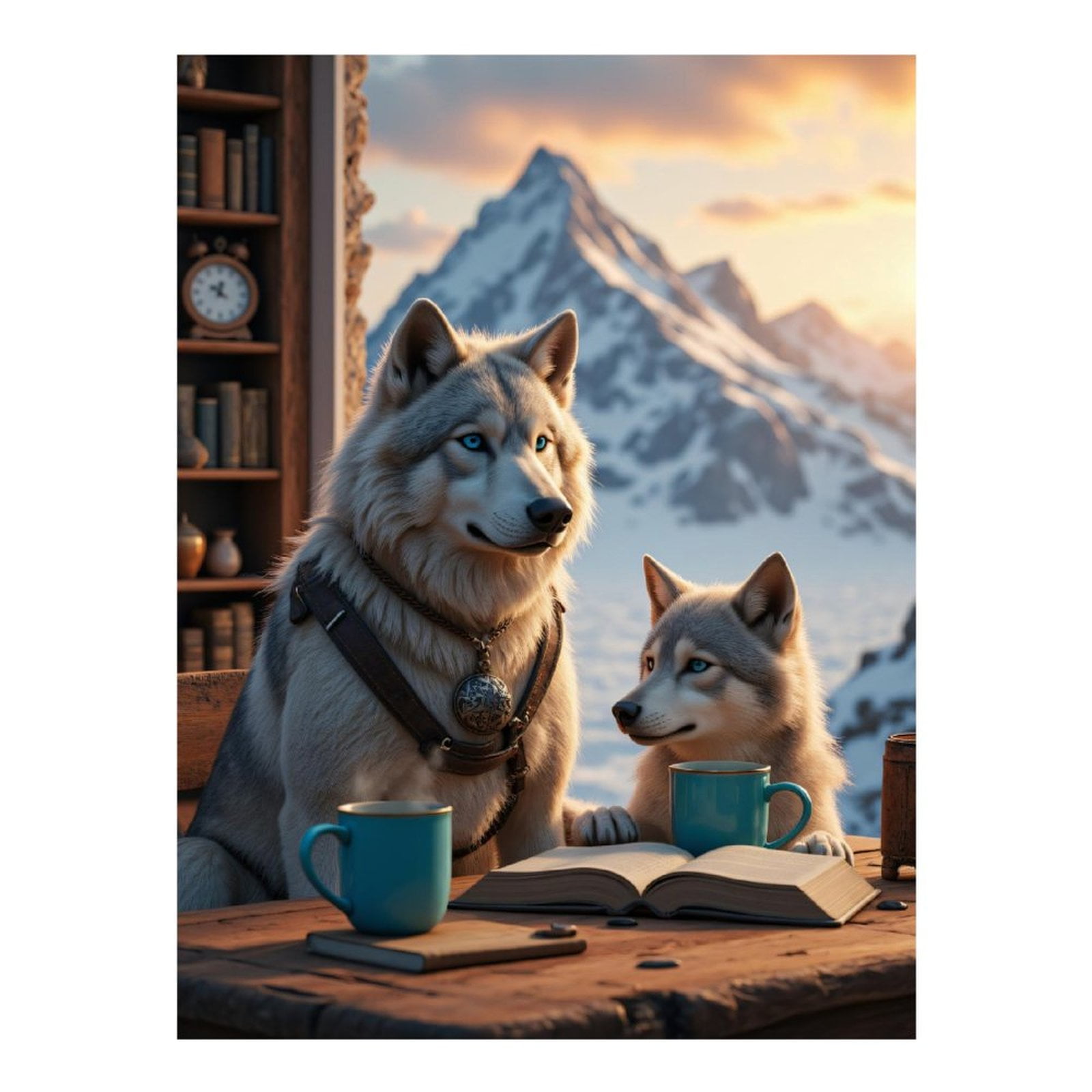 Diamond Art Kits for Adults, Wolves Reading Mountain View 5D Diamond ...