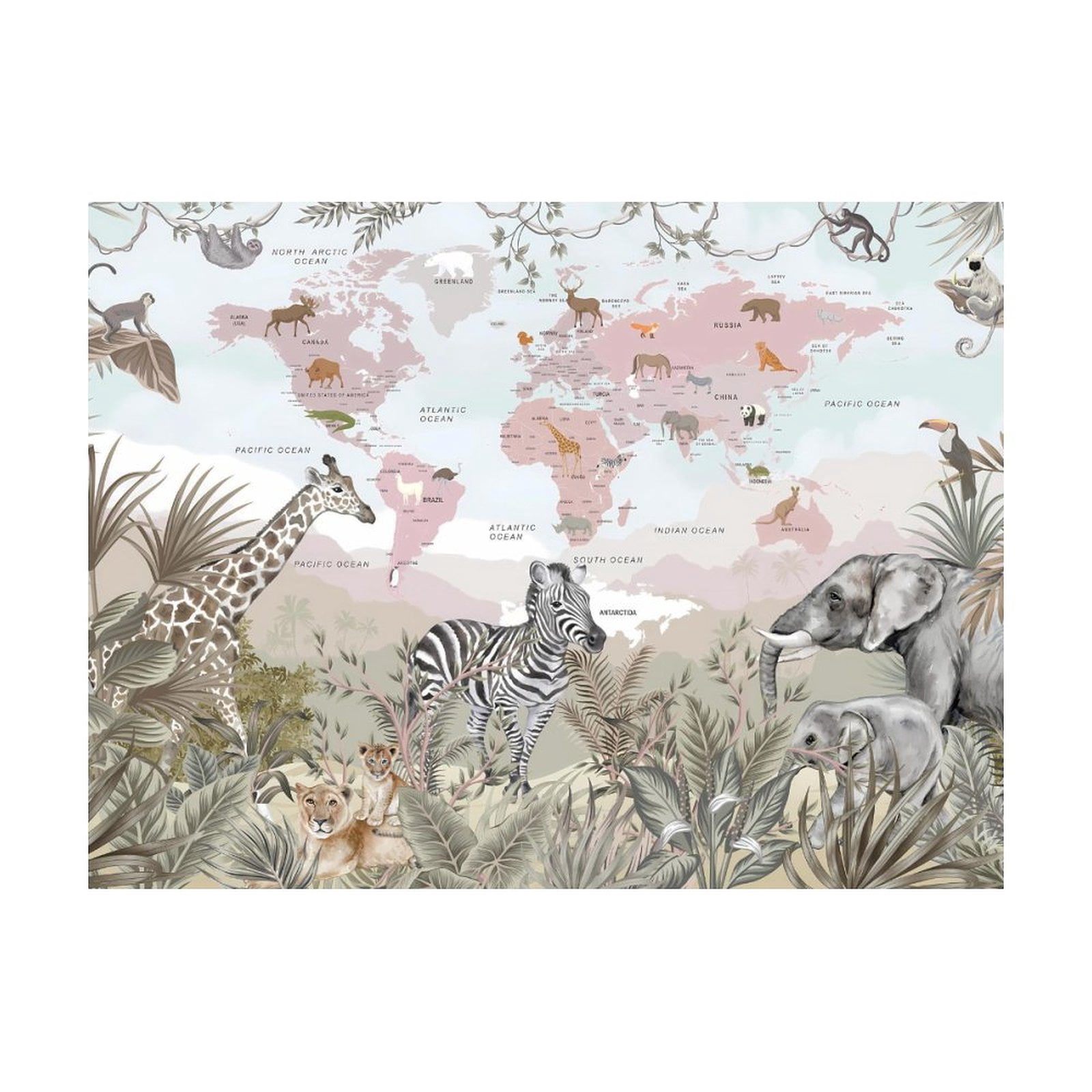 Diamond Art Kits for Adults - World Map With Safari Animals 5D ...
