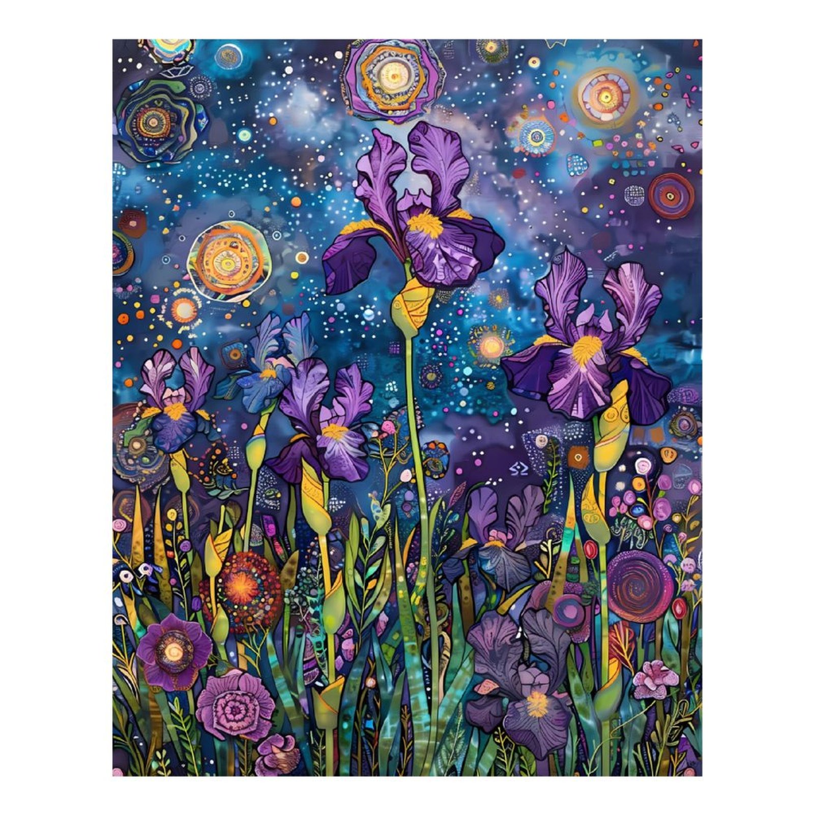Diamond Art Kits for Adults - Cosmic Purple Irises DIY Frameless ...