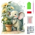 Diamond Art Kits for Adults, Elephant Flowerpot Round Full Drill Gem ...