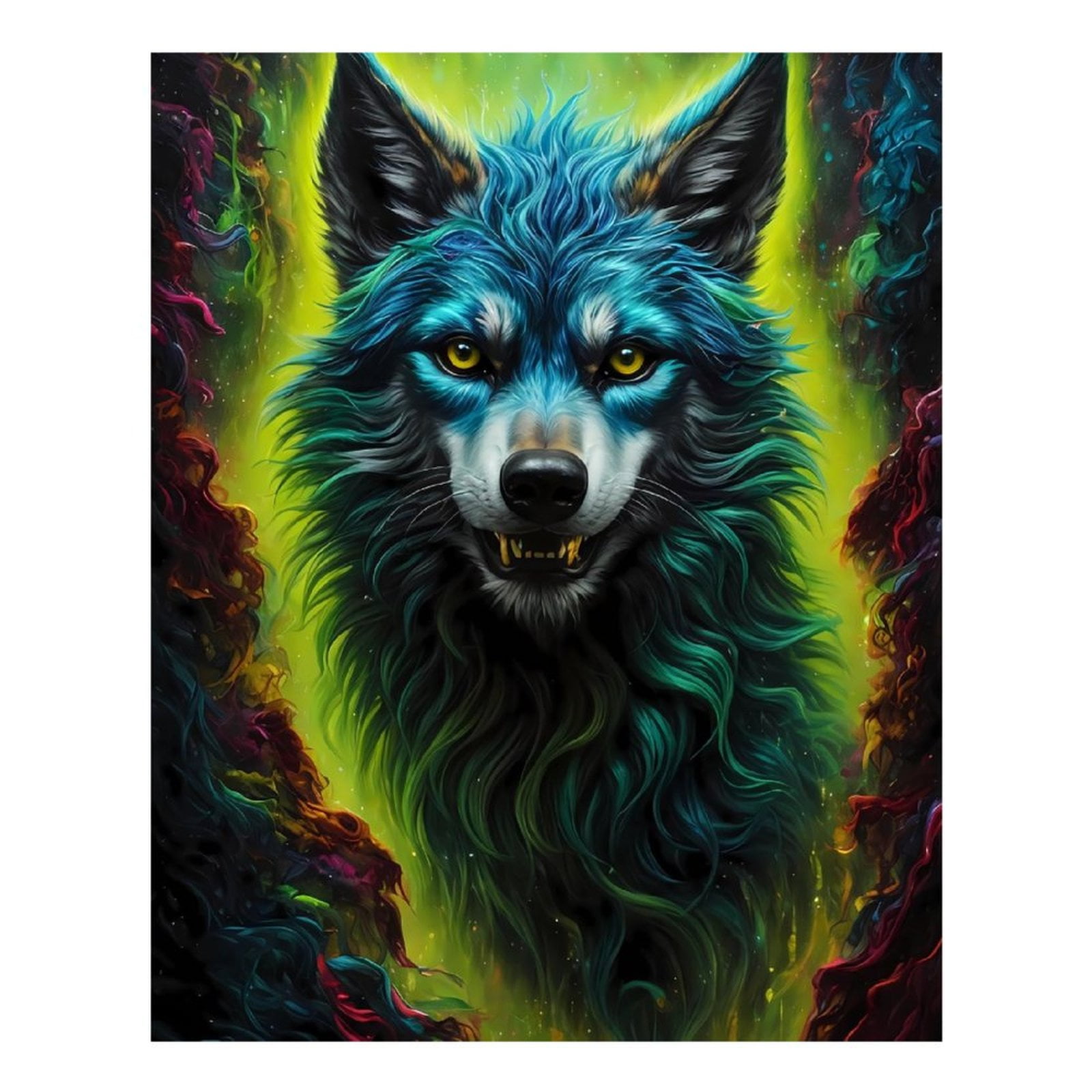 Diamond Art Kits for Adults - Fluorescent Wolf DIY Frameless Diamond ...
