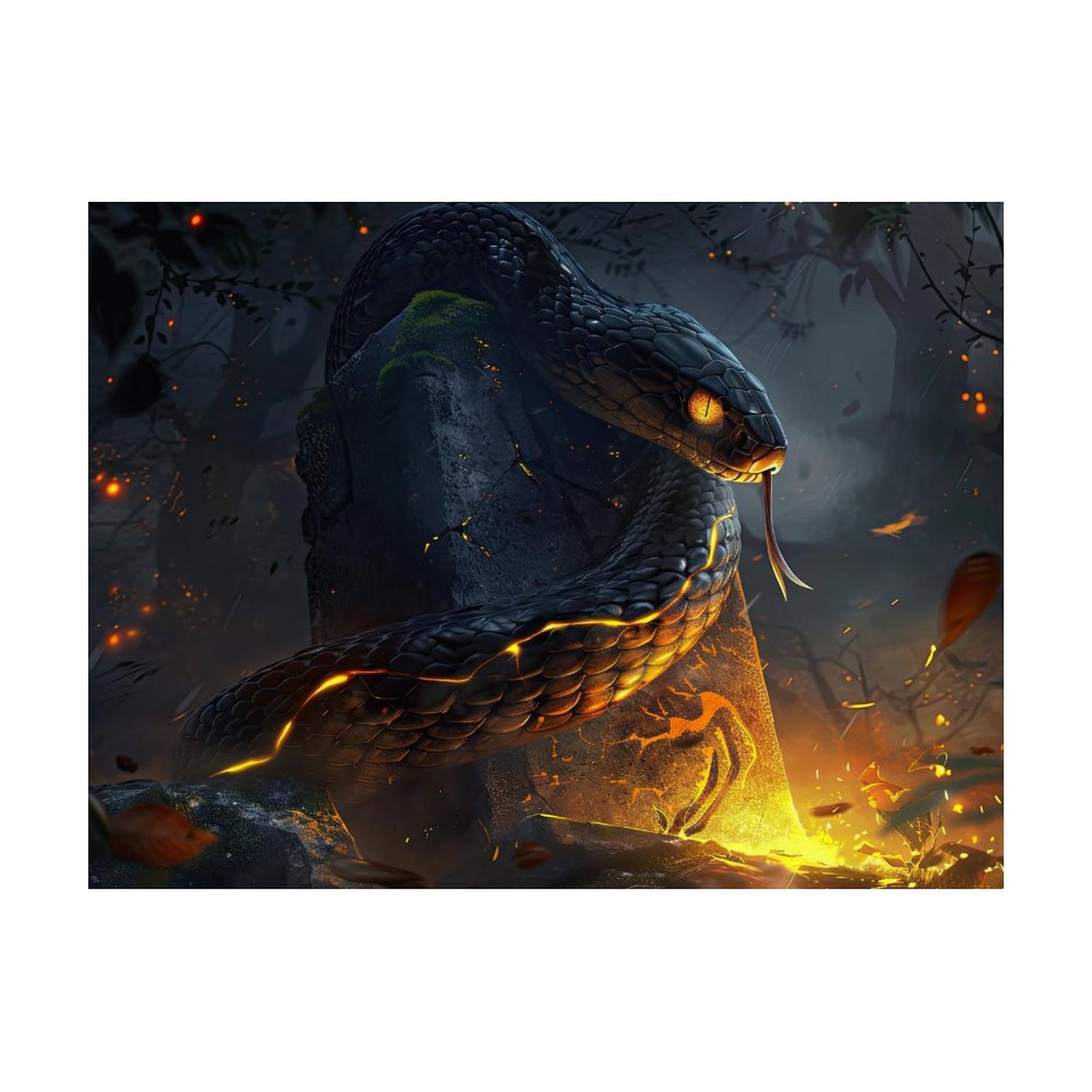 Diamond Art Kits for Adults - Glowing Snake Dark Forest 5D Frameless ...