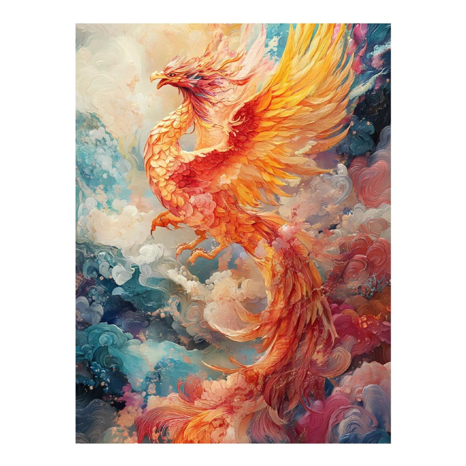 Diamond Art Kits for Adults - Golden Fiery Phoenix DIY Frameless ...