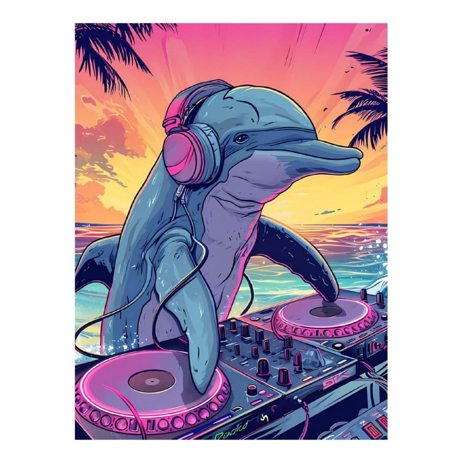 Diamond Art Kits for Adults - Hip-Hop DJ Dolphin Frameless 5D Dimond ...