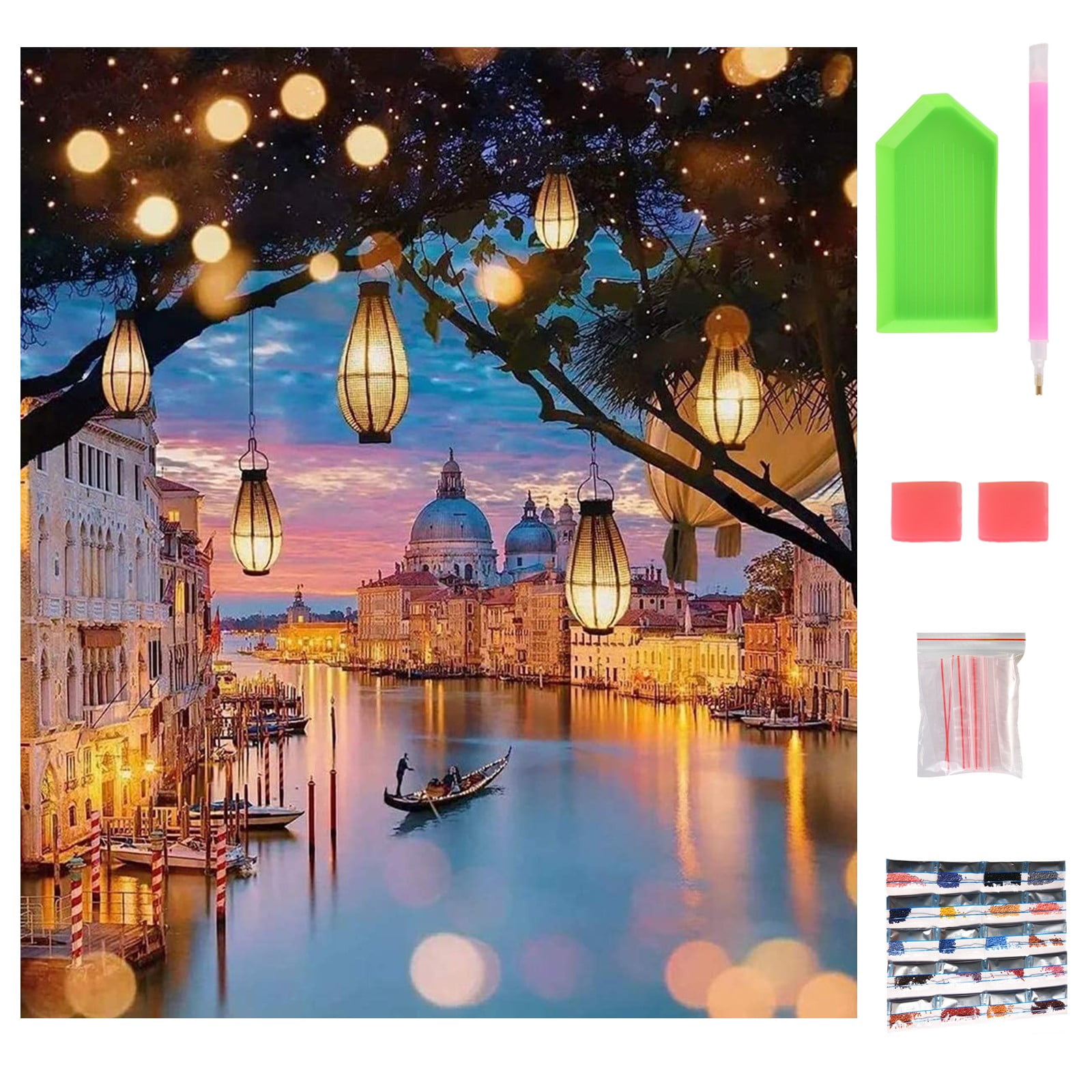 Diamond Art Kits for Adults, River Night View Round Full Drill Gem Art ...