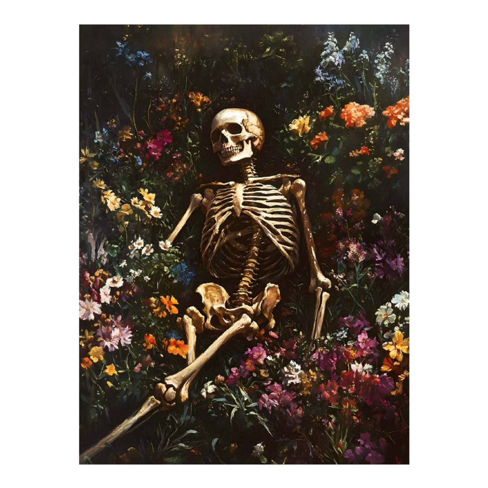 Diamond Art Kits for Adults - Skeleton In Flower Bed Frameless 5D ...